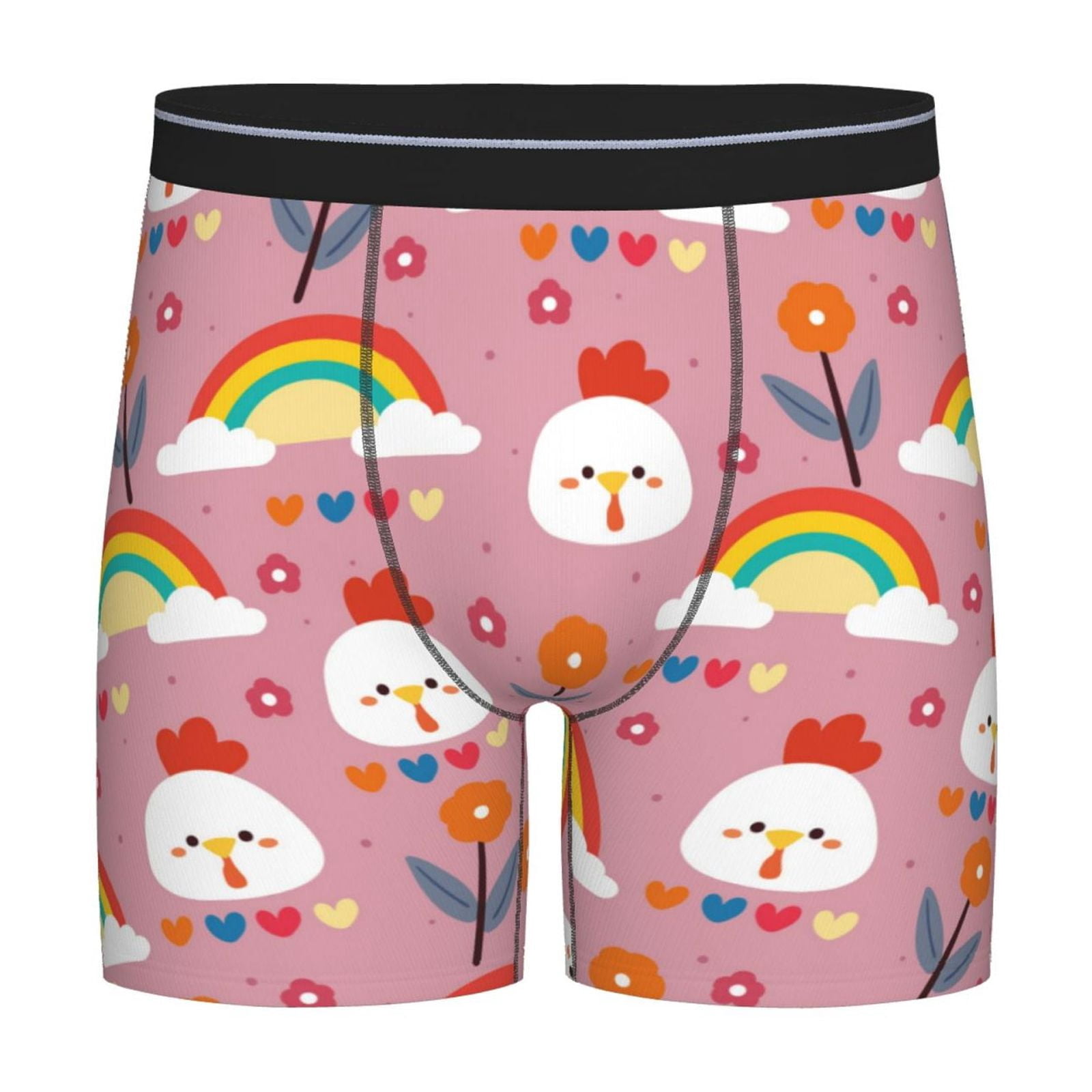 Qokaie Cartoon Chicken for Men's Cotton Briefs Underwear, Long Leg ...