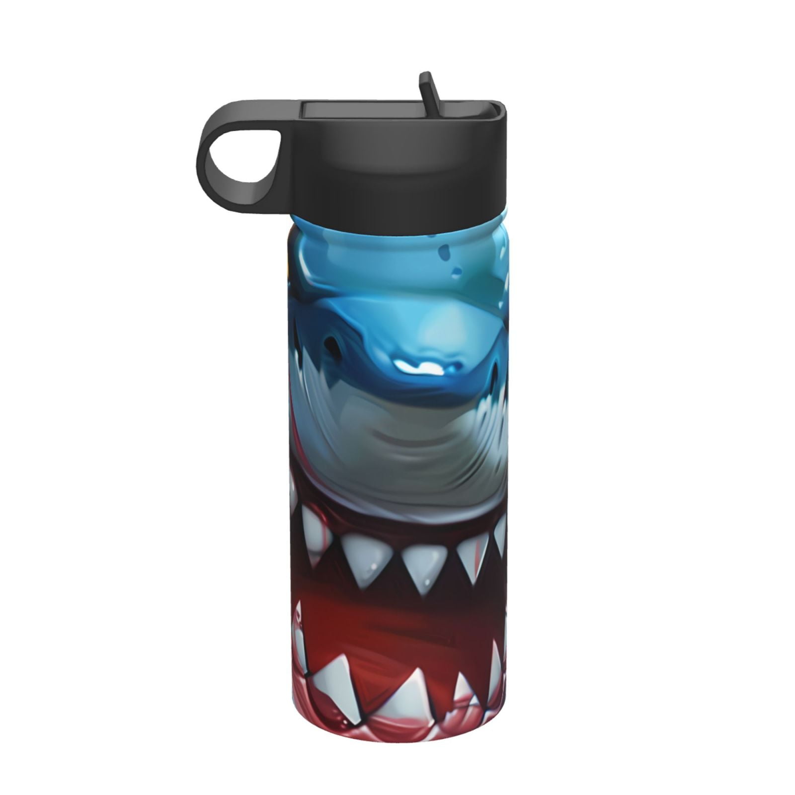 Qokaie Cartoon Cute Shark Pattern 18oz Insulated Water Bottle ...
