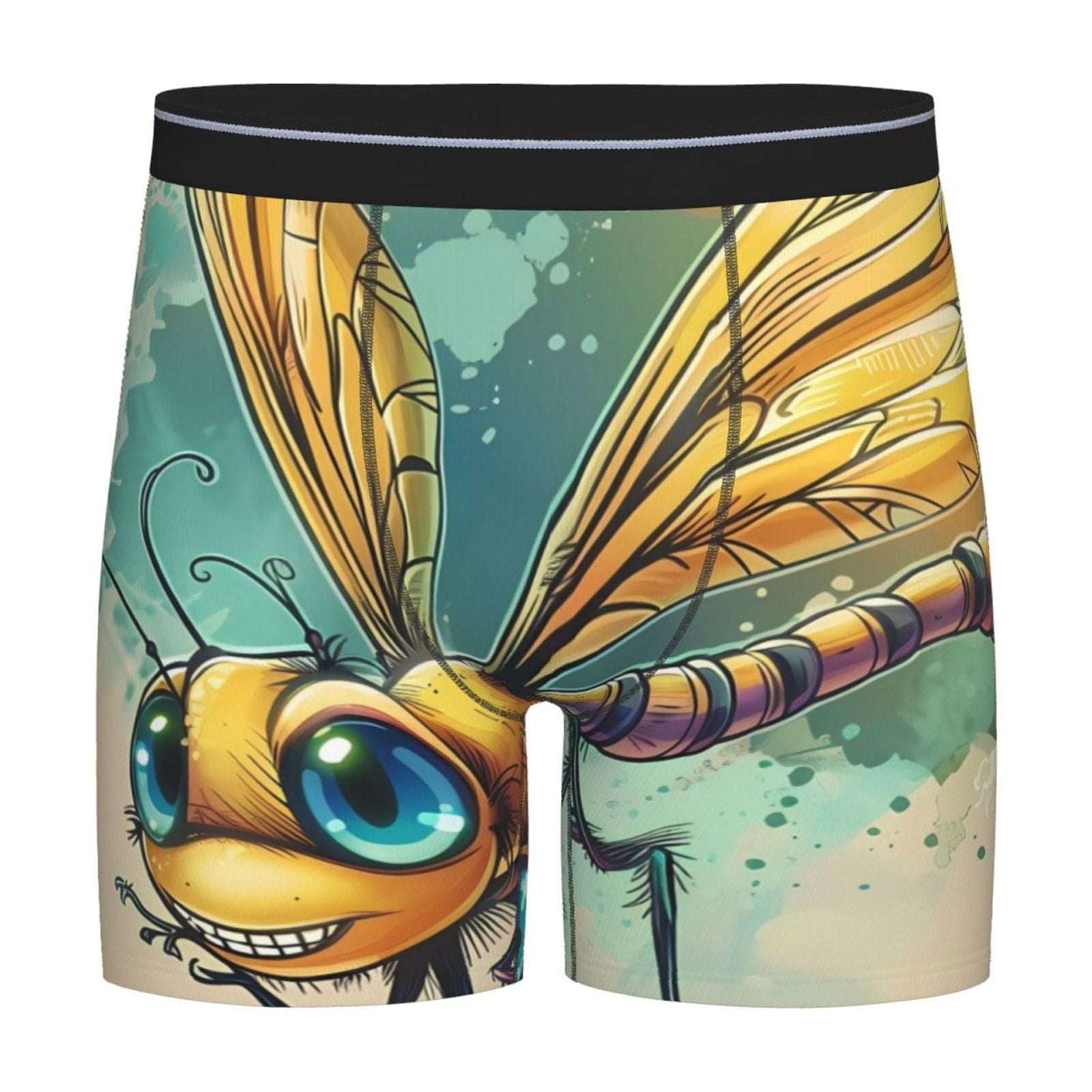 Qokaie Cartoon Dragonfly Art for Men's Cotton Briefs Underwear, Long ...