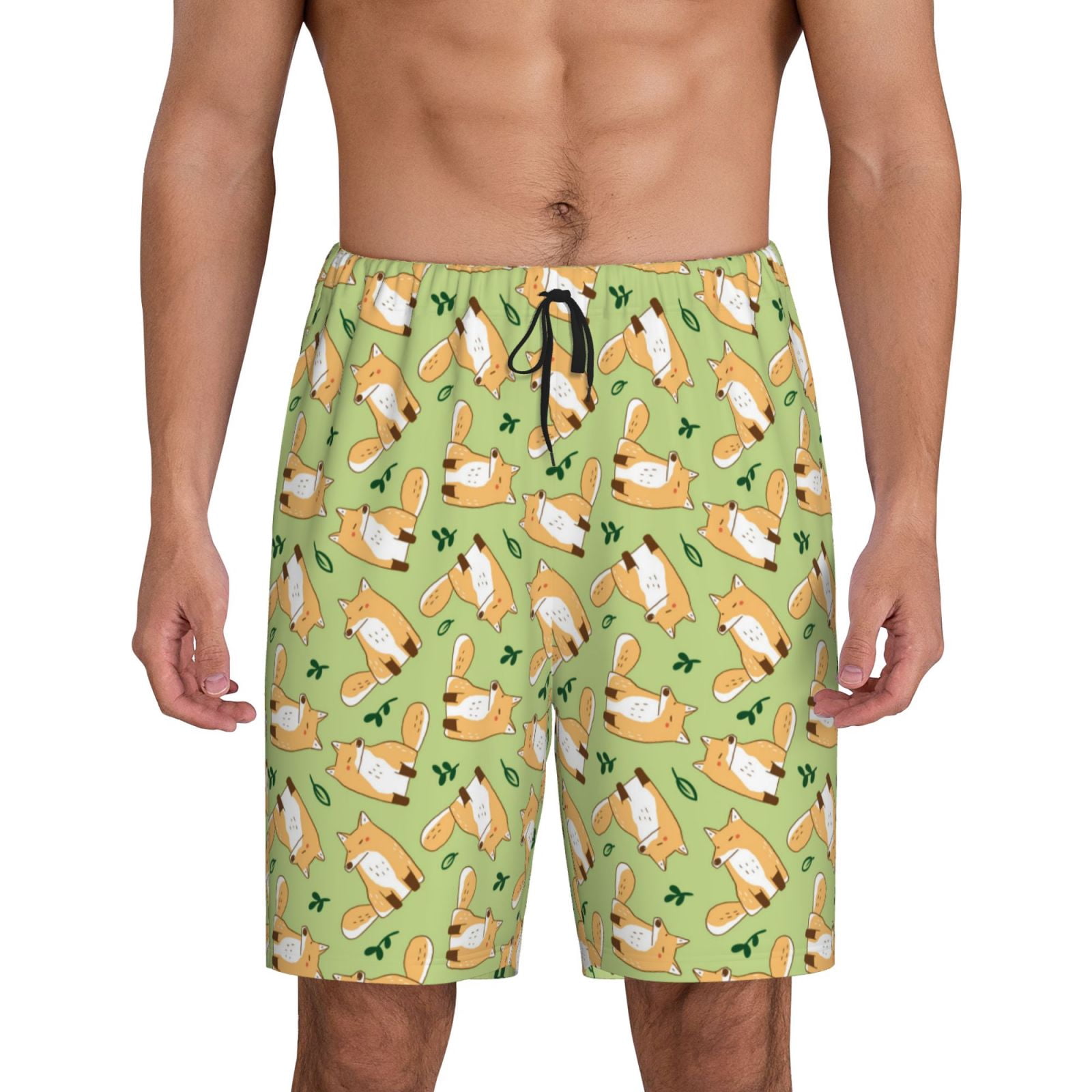 Qokaie Cartoon Fox 2 for Men’s Soft Pajama Shorts – Comfortable ...