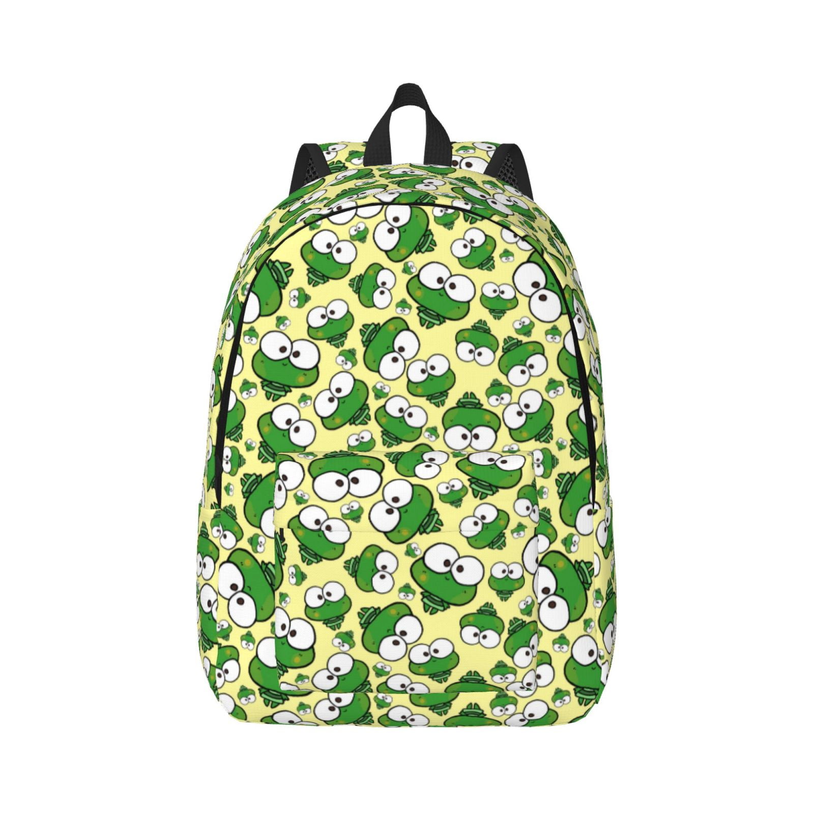 Qokaie Cartoon Frogs Pattern Canvas Backpack Travel Daypack Student ...