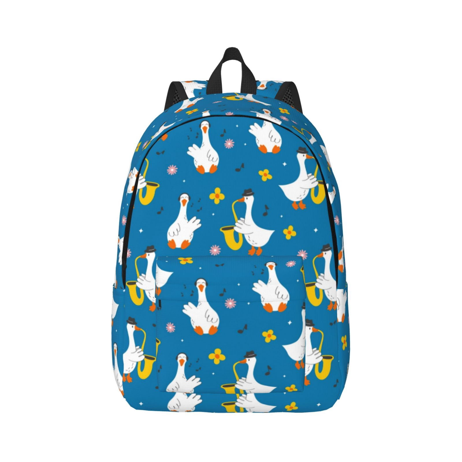 Qokaie Cartoon Goose Pattern Canvas Backpack Travel Daypack Student ...