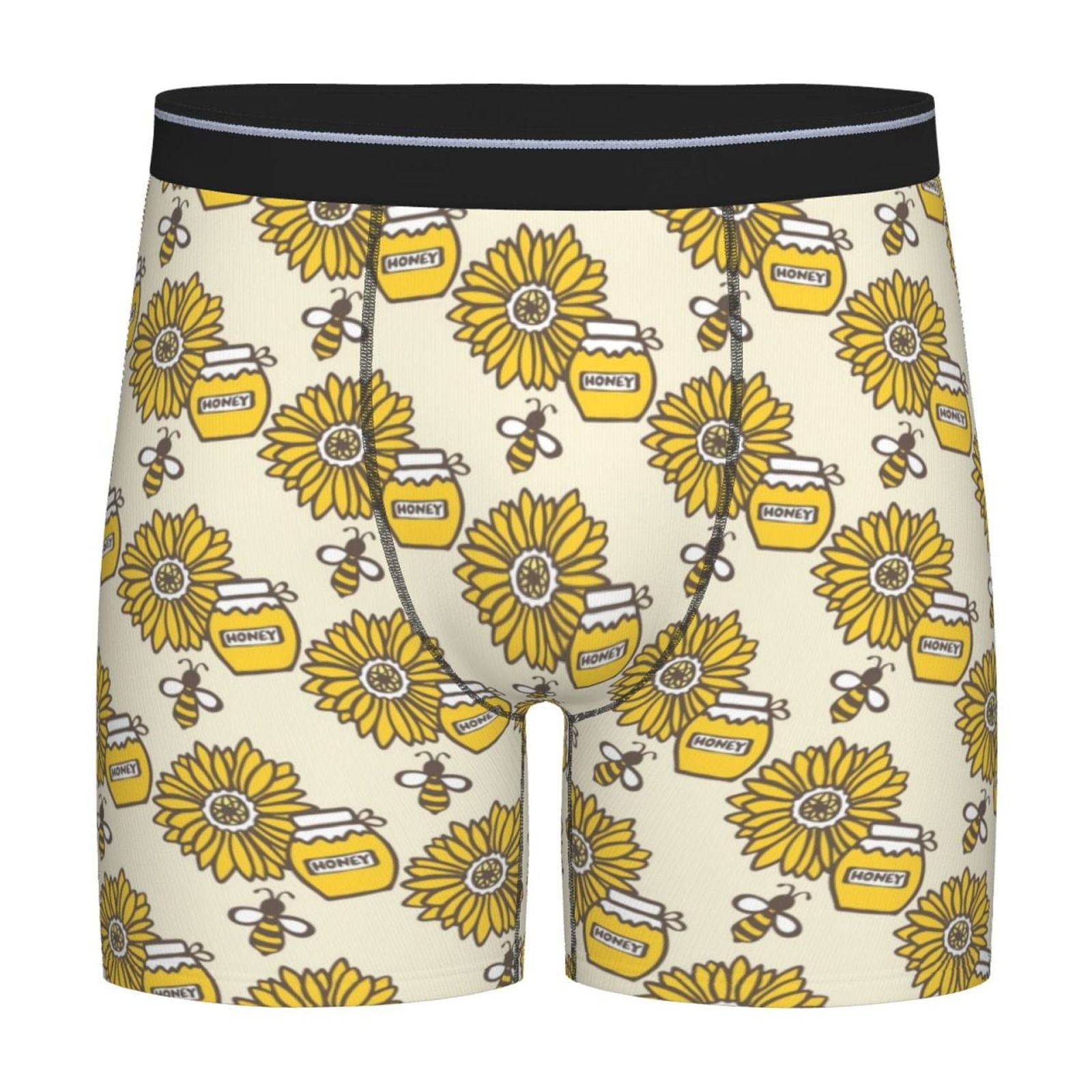 Qokaie Cartoon Honey Pot Bee Sunflower for Men's Cotton Briefs ...