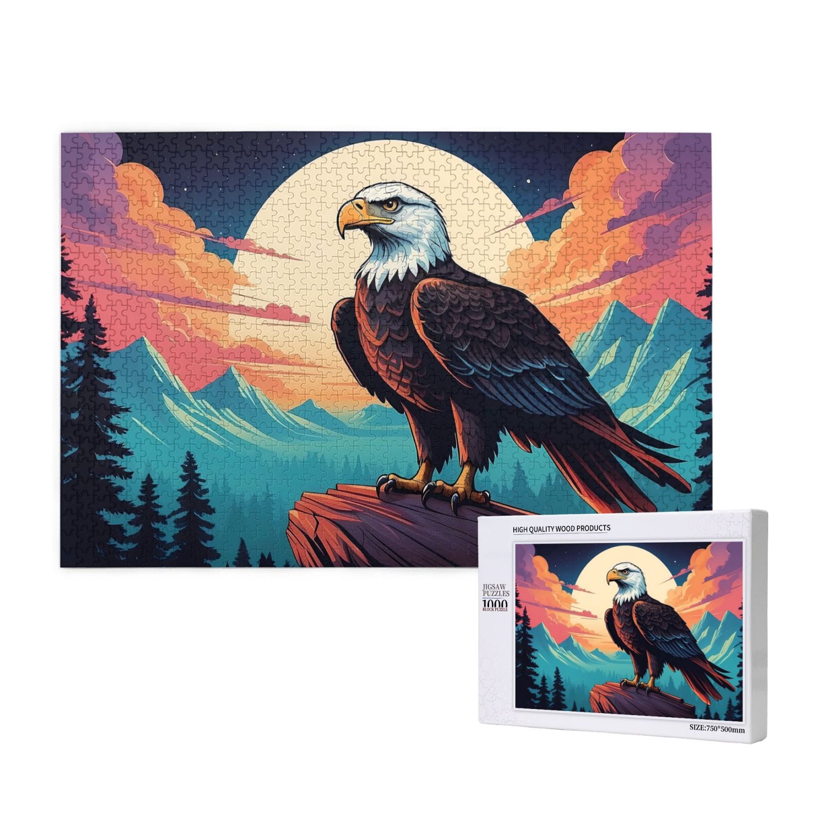Qokaie Cartoon Iceberg Bald Eagle Pattern Picture Puzzle,Wooden 1000 ...