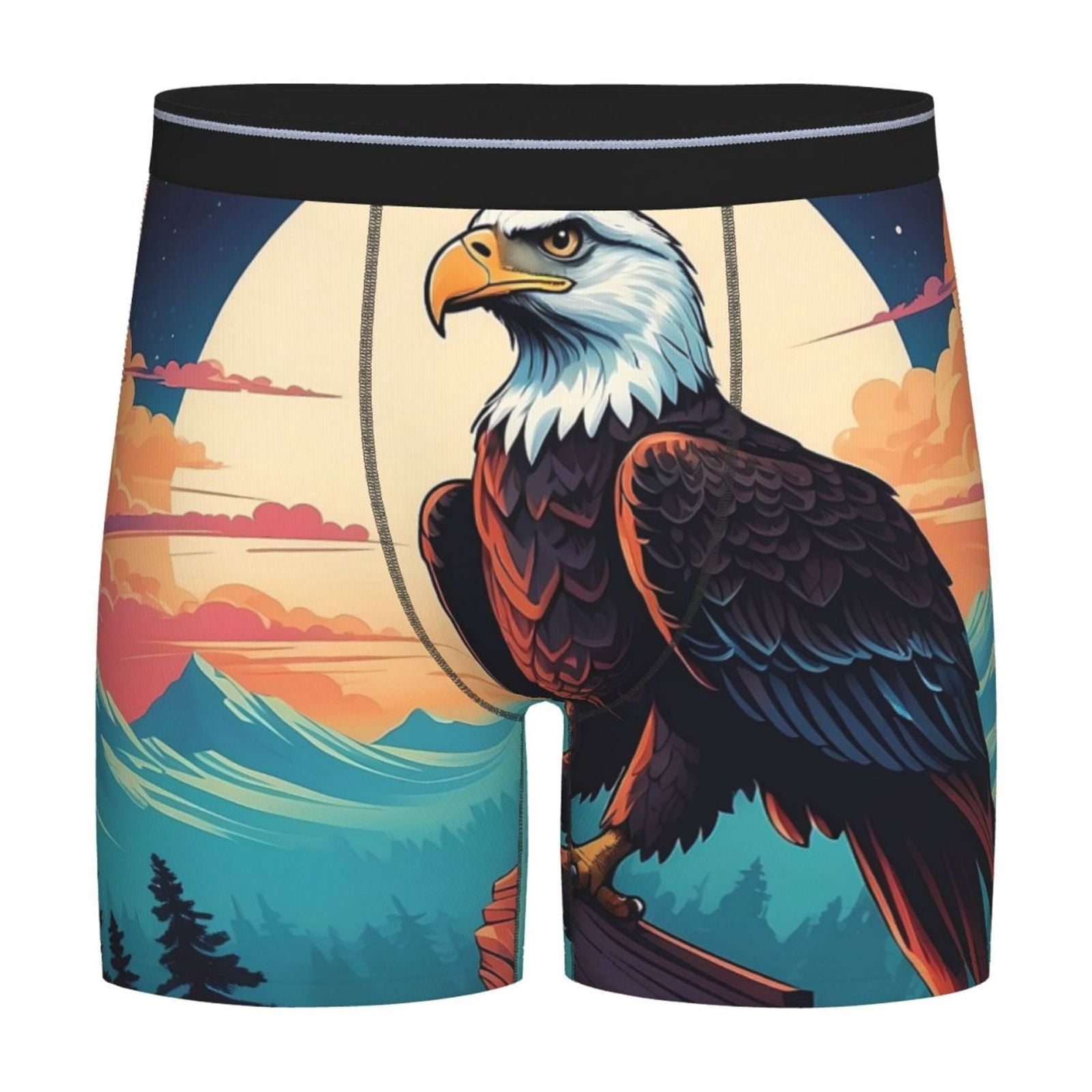 Qokaie Cartoon Iceberg Bald Eagle for Men's Cotton Briefs Underwear ...