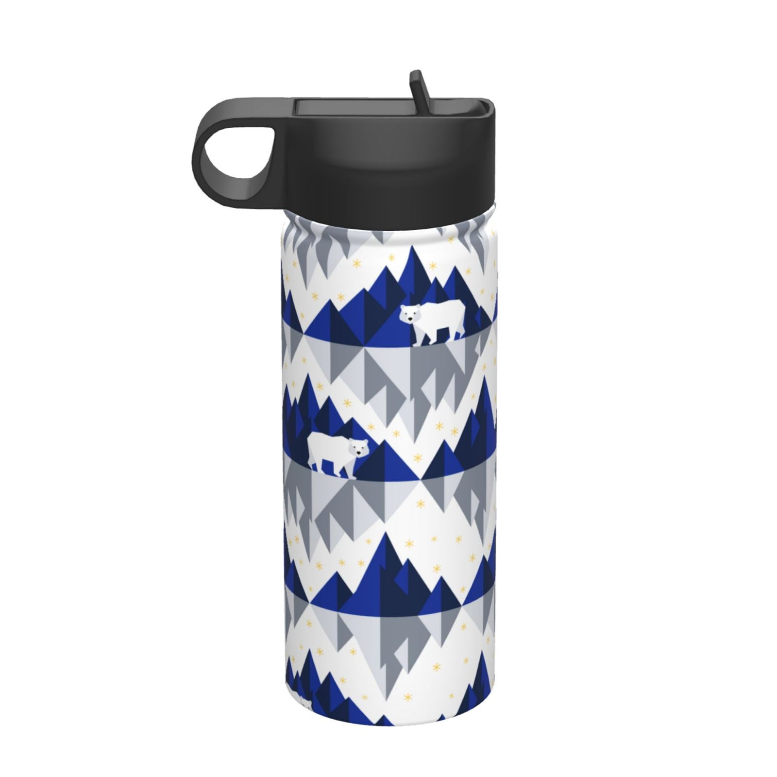 Qokaie Cartoon Iceberg Polar Bear Pattern 18oz Insulated Water Bottle ...