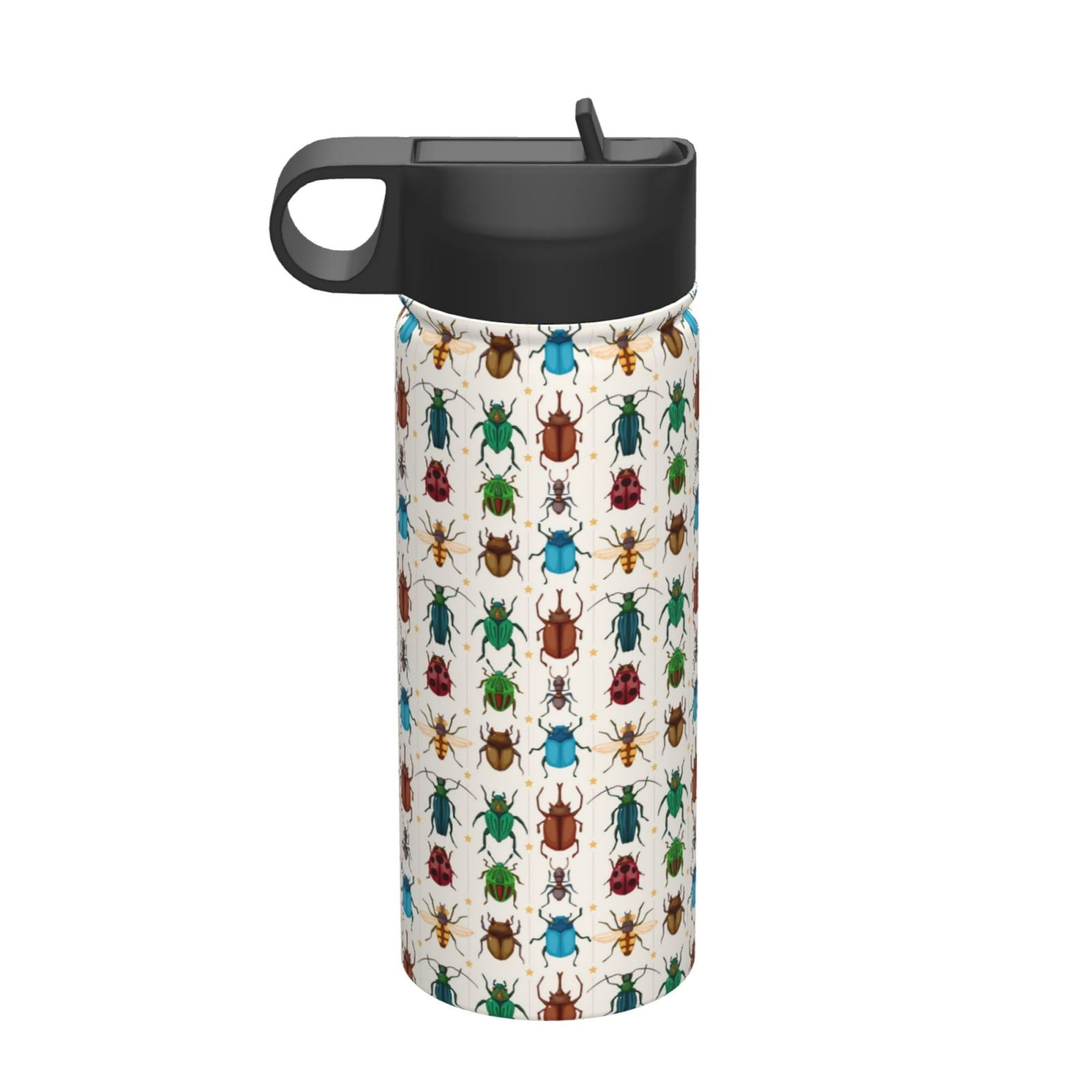 Qokaie Cartoon Insects Pattern 18oz Insulated Water Bottle, Stainless ...