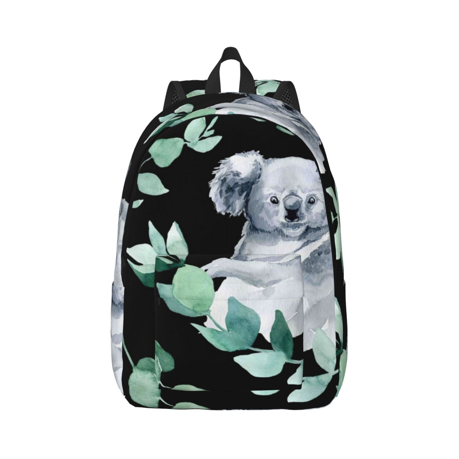 Qokaie Cartoon Koala Bear Pattern Canvas Backpack Travel Daypack Student Rucksack Laptop ...