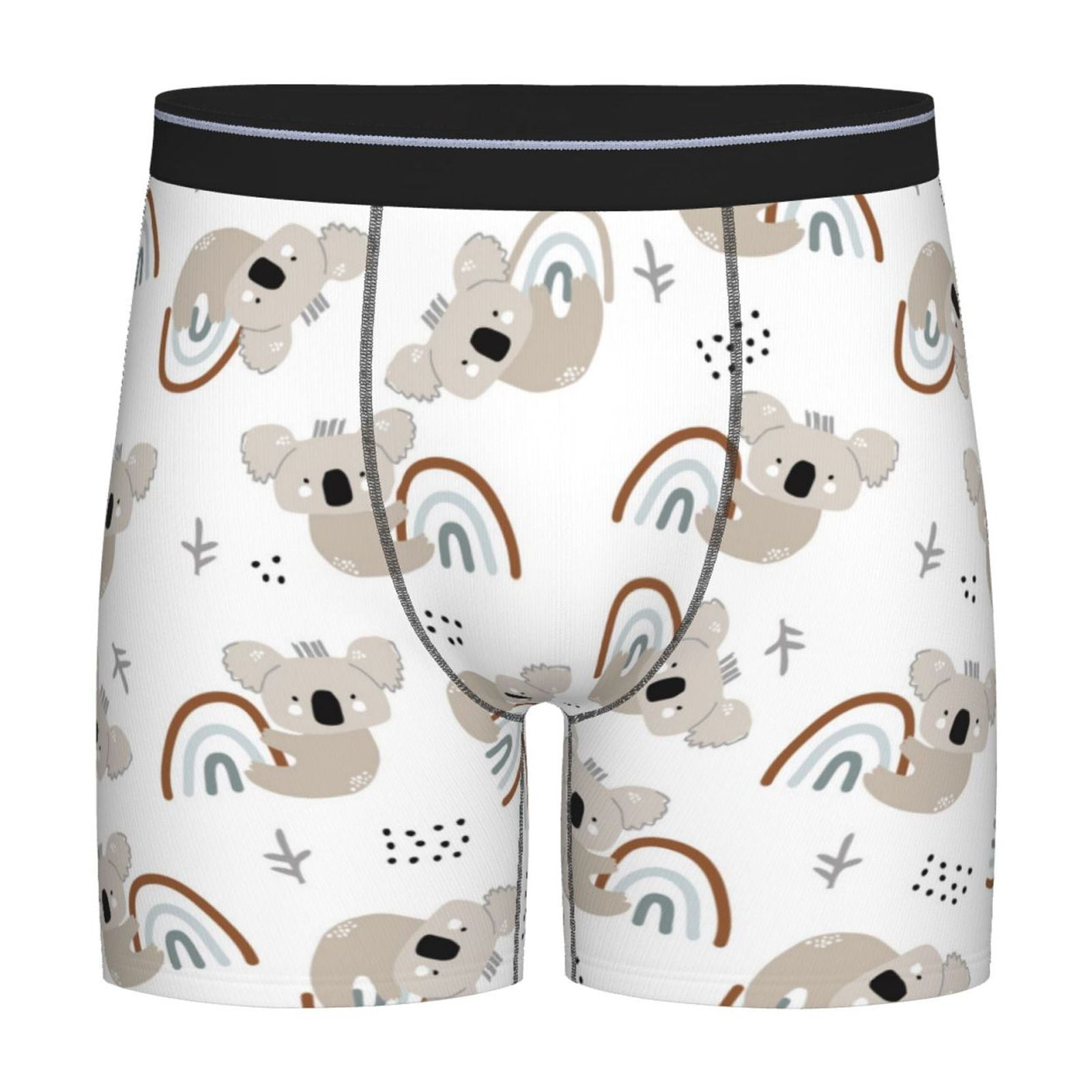 Qokaie Cartoon Koala for Men's Cotton Briefs Underwear, Long Leg Briefs ...