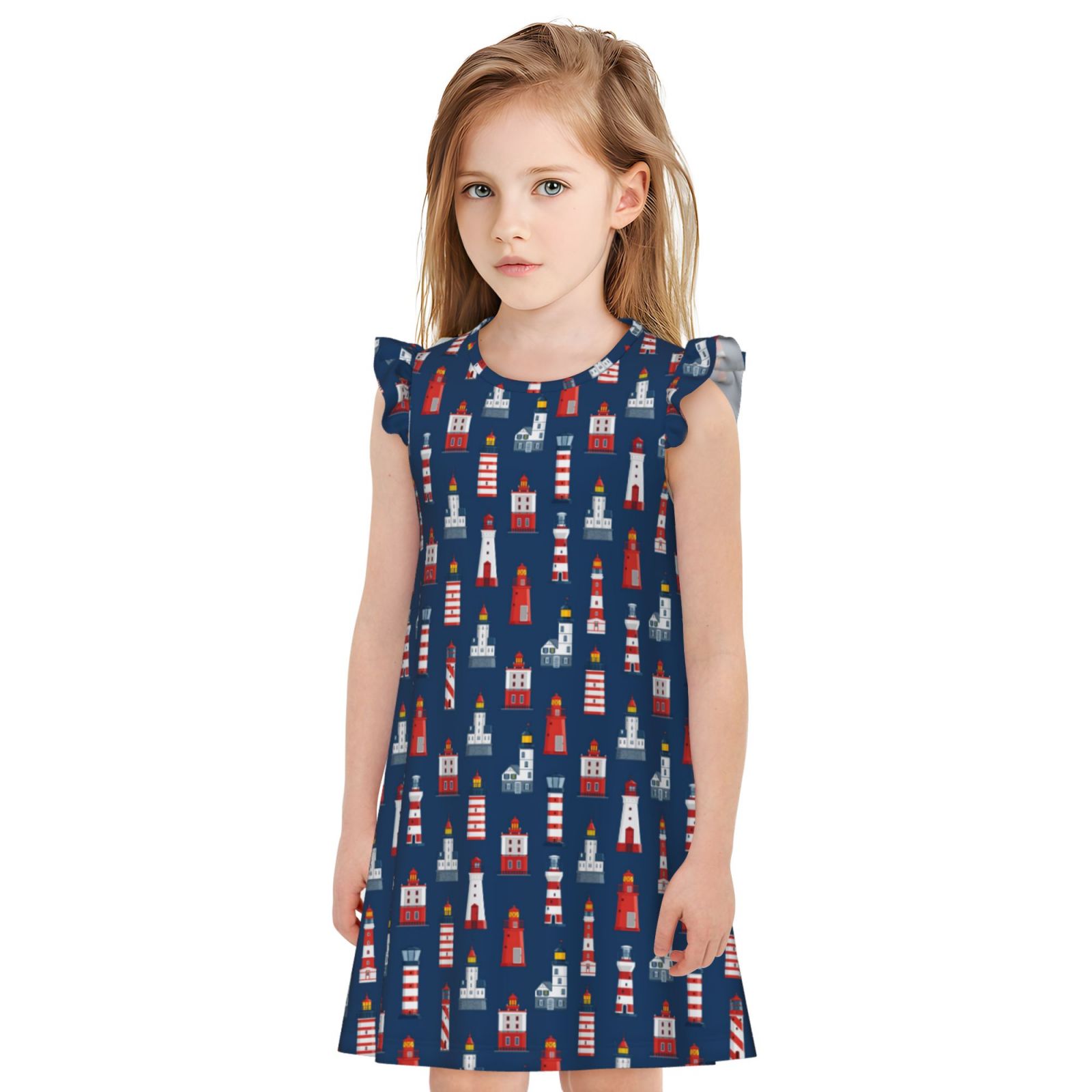Qokaie Cartoon Lighthouse Print Girls Nightgowns, Nightgown Princess ...
