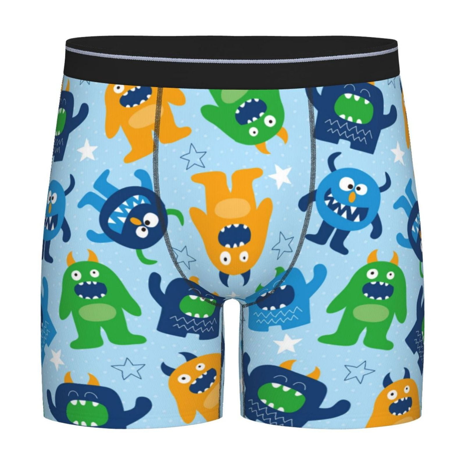 Qokaie Cartoon Monster for Men's Cotton Briefs Underwear, Long Leg ...