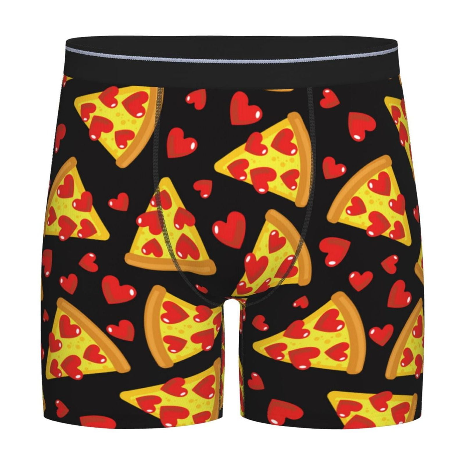Qokaie Cartoon Pizza for Men's Cotton Briefs Underwear, Long Leg Briefs ...