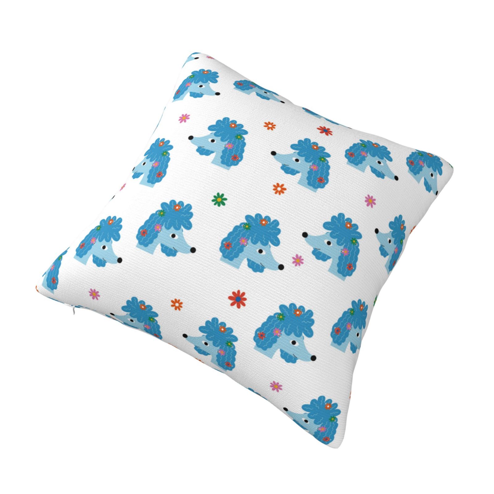 Qokaie Cartoon Poodle Dog Print Throw Pillows Cover, Decorative Throw ...