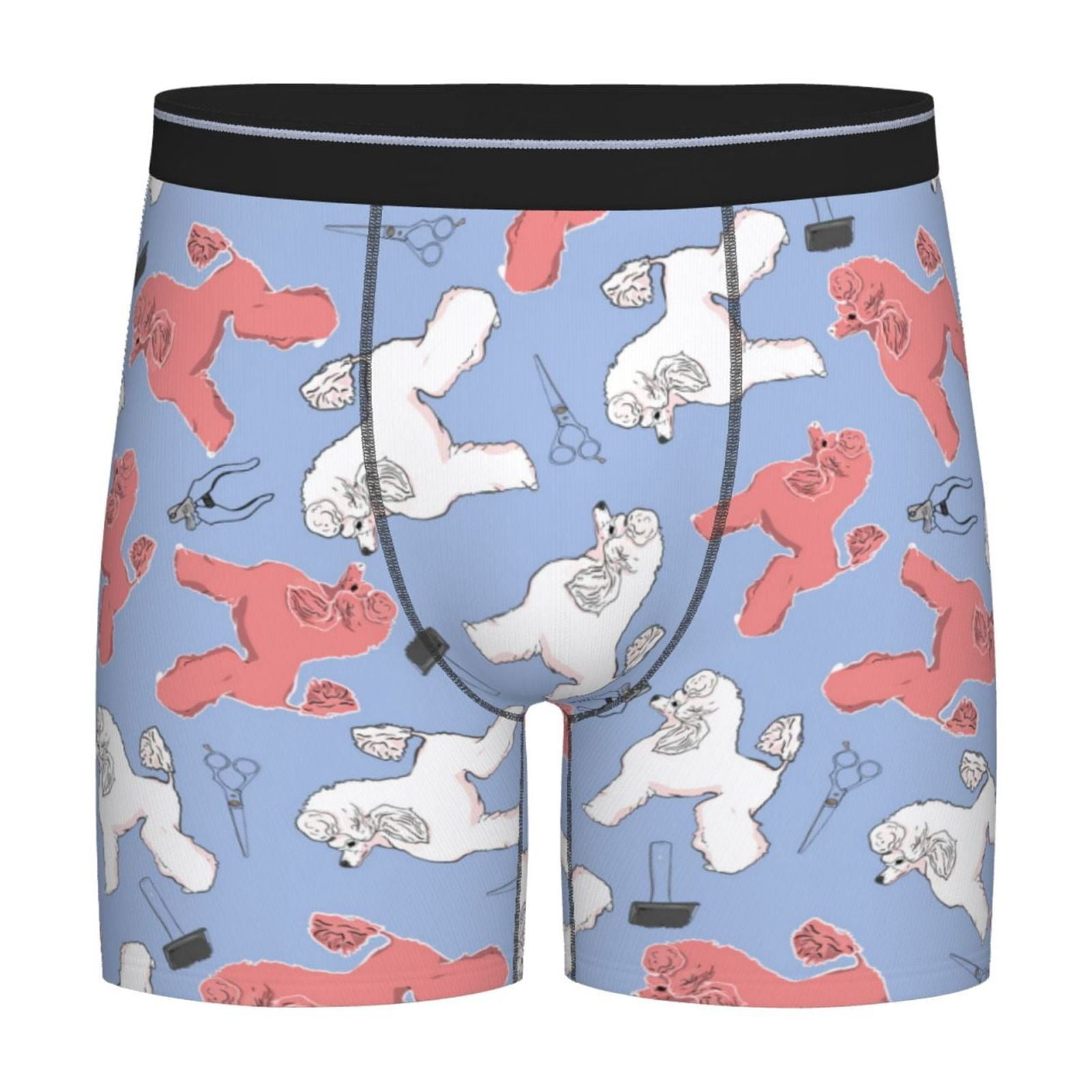 Qokaie Cartoon Poodle Dog for Men's Cotton Briefs Underwear, Long Leg ...
