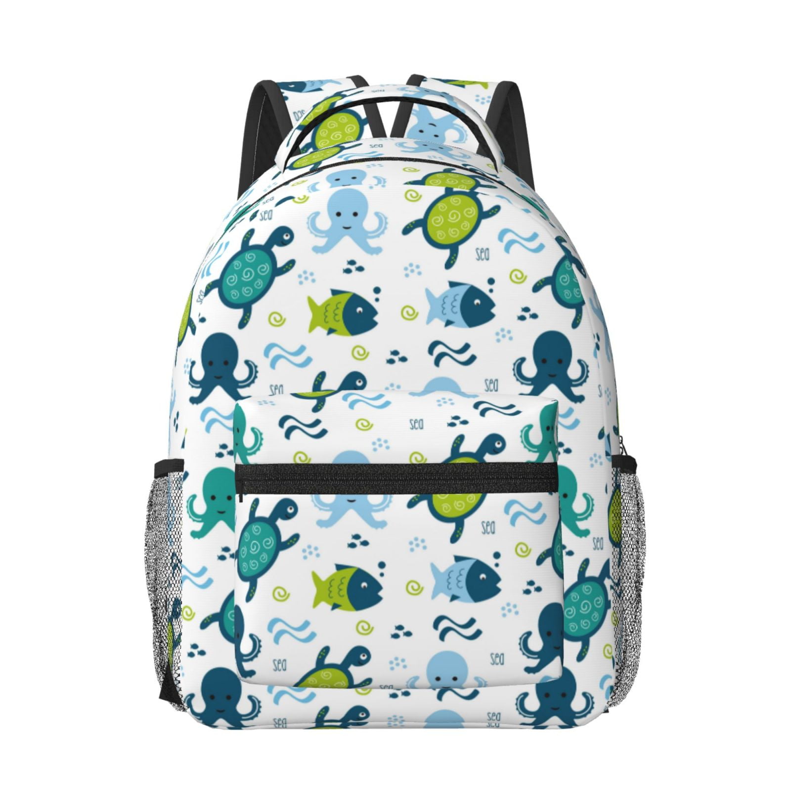 Qokaie Cartoon Sea Creatures Style School Backpack Travel Bag for Men ...