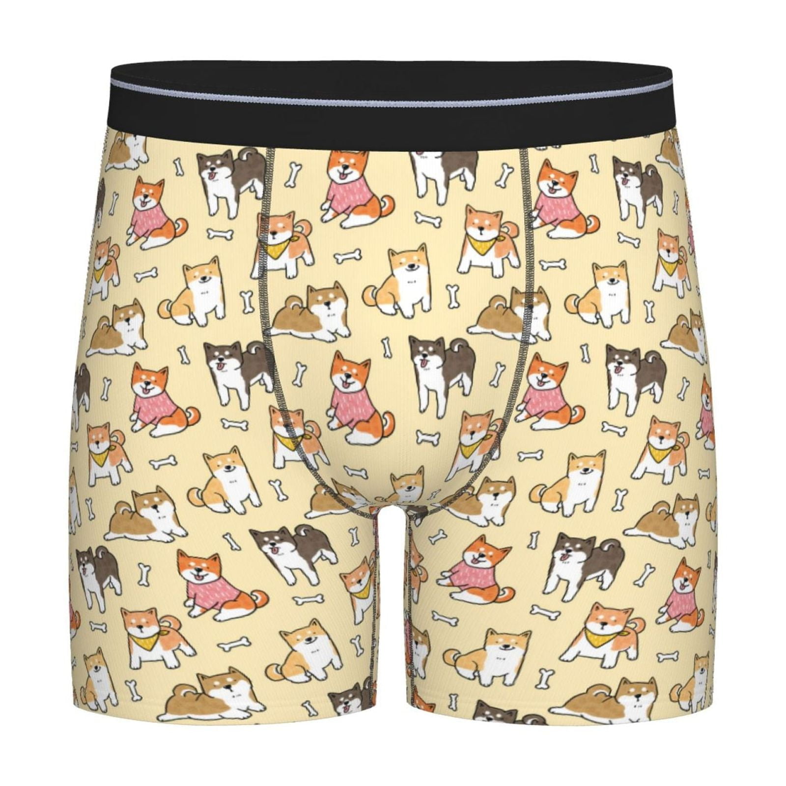 Qokaie Cartoon Shiba Inu Dog for Men's Cotton Briefs Underwear, Long ...