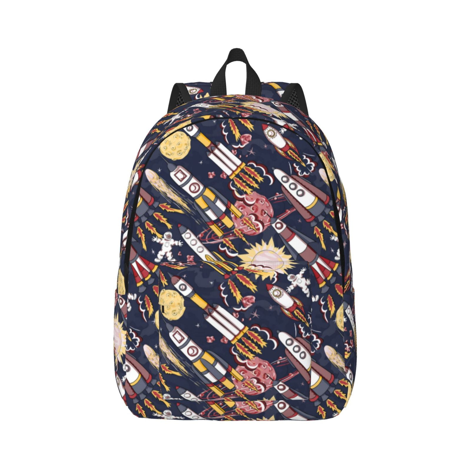 Qokaie Cartoon Space 1 Pattern Canvas Backpack Travel Daypack Student ...