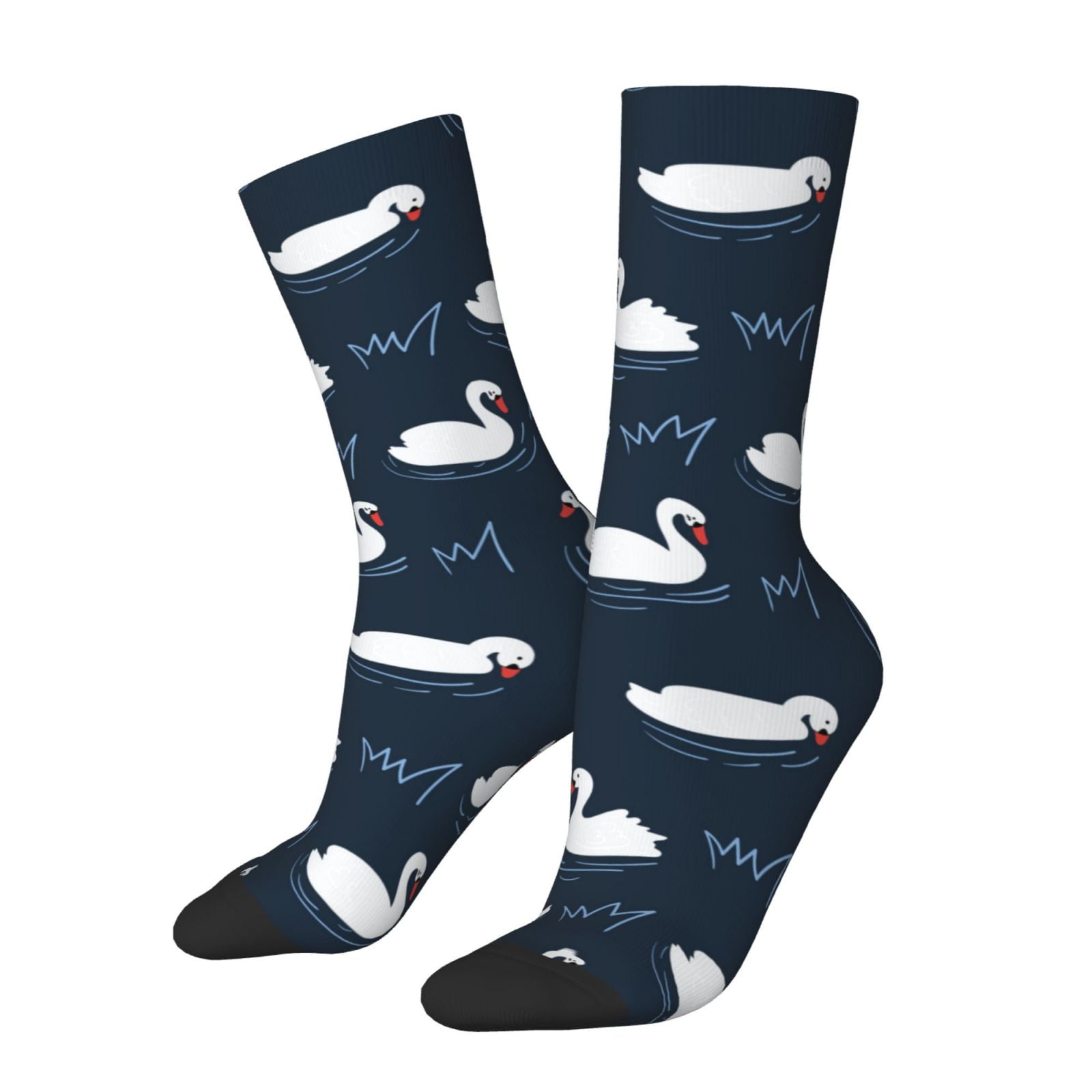 Qokaie Cartoon Swan for Women's Cushioned Crew Socks, Moisture-wicking ...