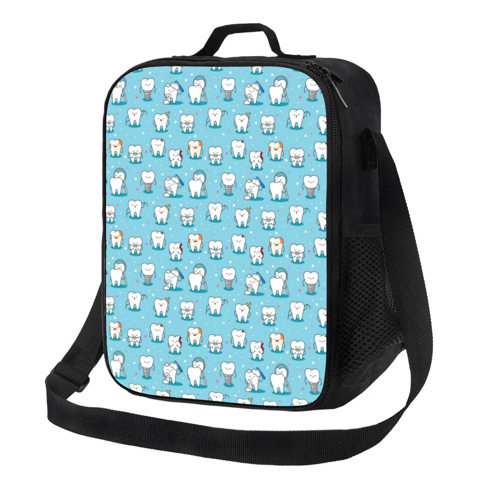 Qokaie Cartoon Teeth Print Lunch Box for Men Women Adults Lunch Bag for ...
