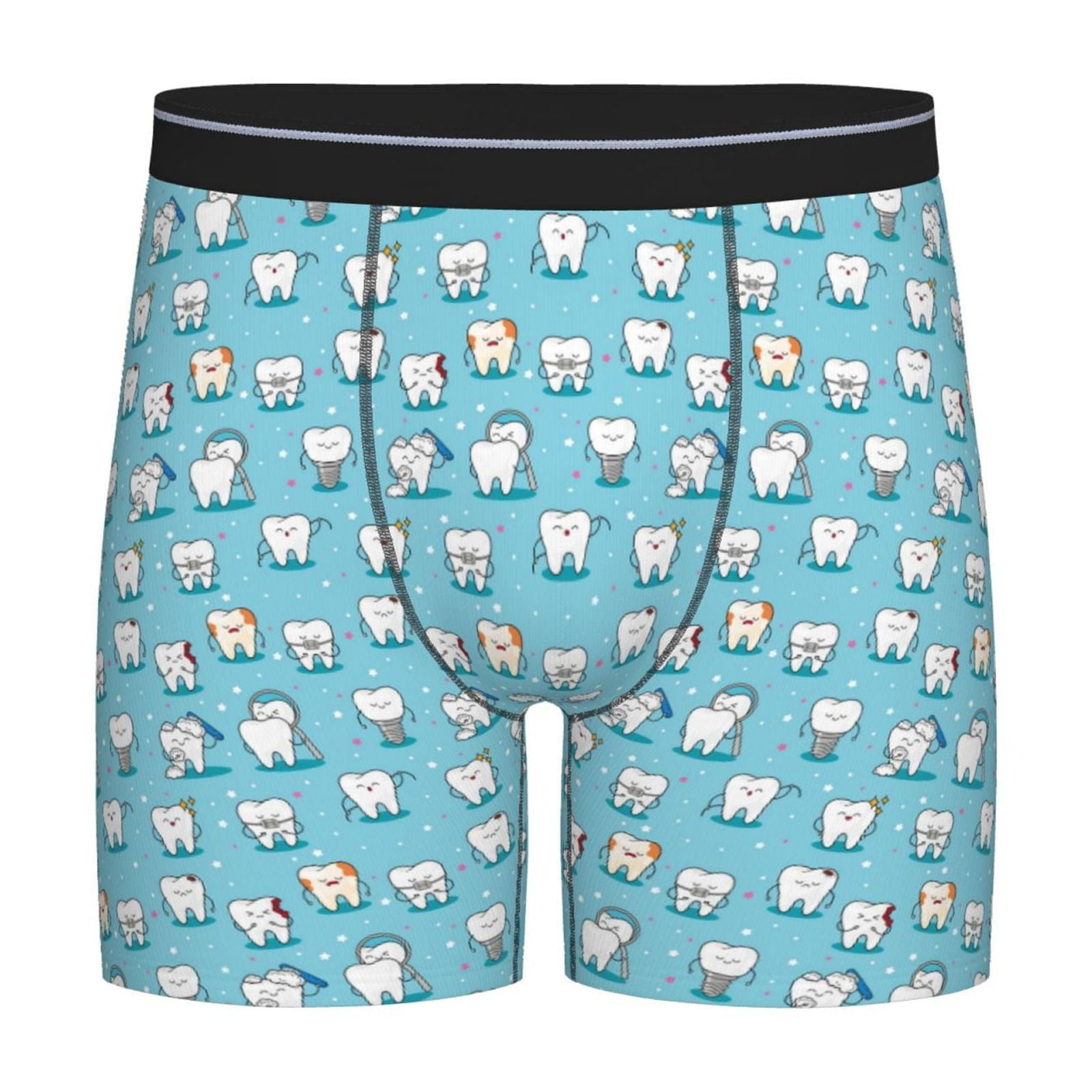 Qokaie Cartoon Teeth for Men's Cotton Briefs Underwear, Long Leg Briefs ...