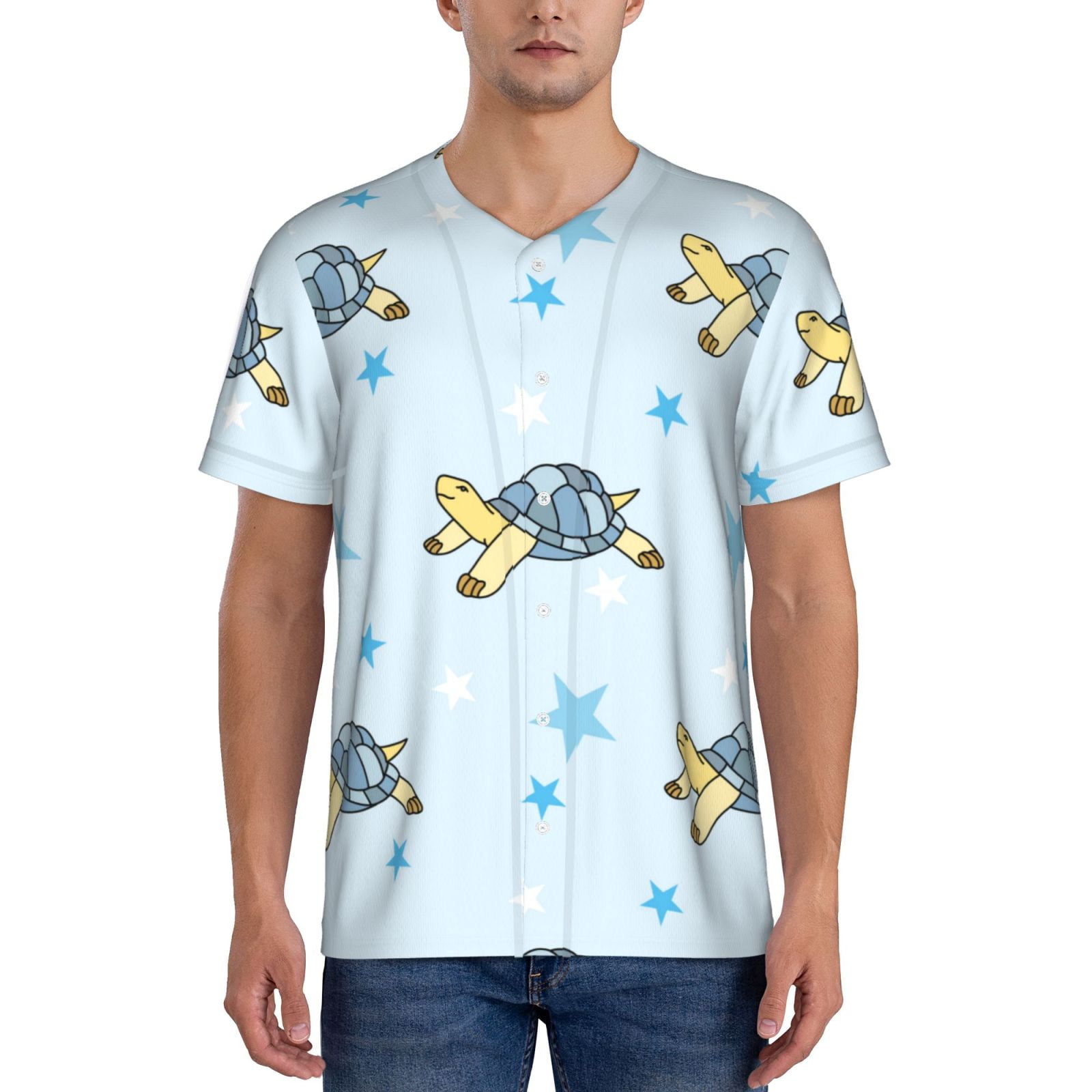 Qokaie Cartoon Turtle Pattern Mens Polo Shirts Quick Dry Short Sleeve ...
