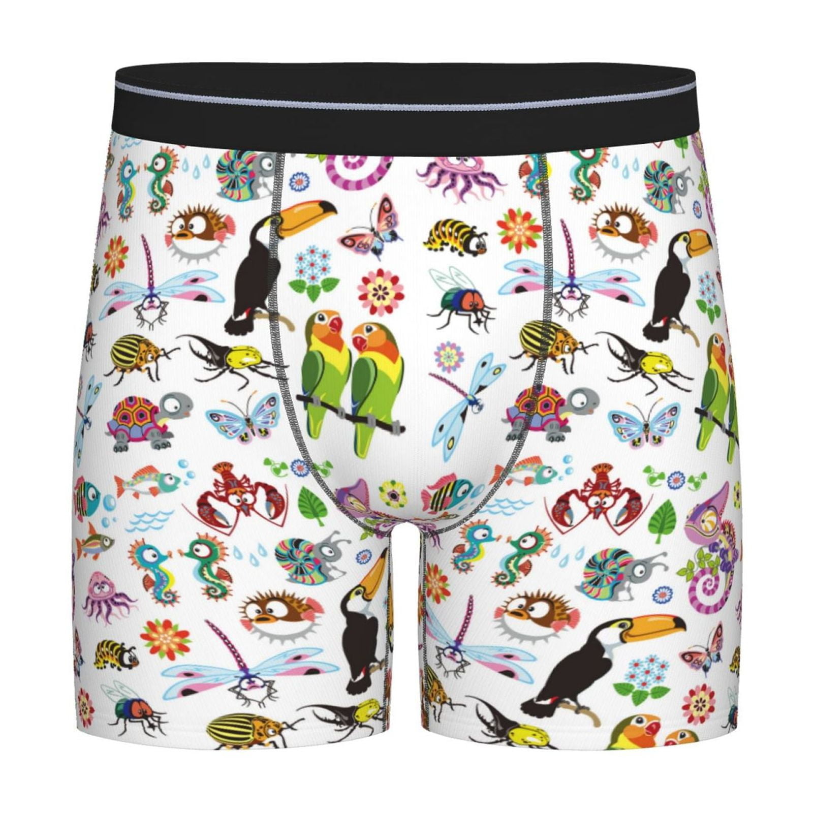 Qokaie Cartoon Wild Animals for Men's Cotton Briefs Underwear, Long Leg ...
