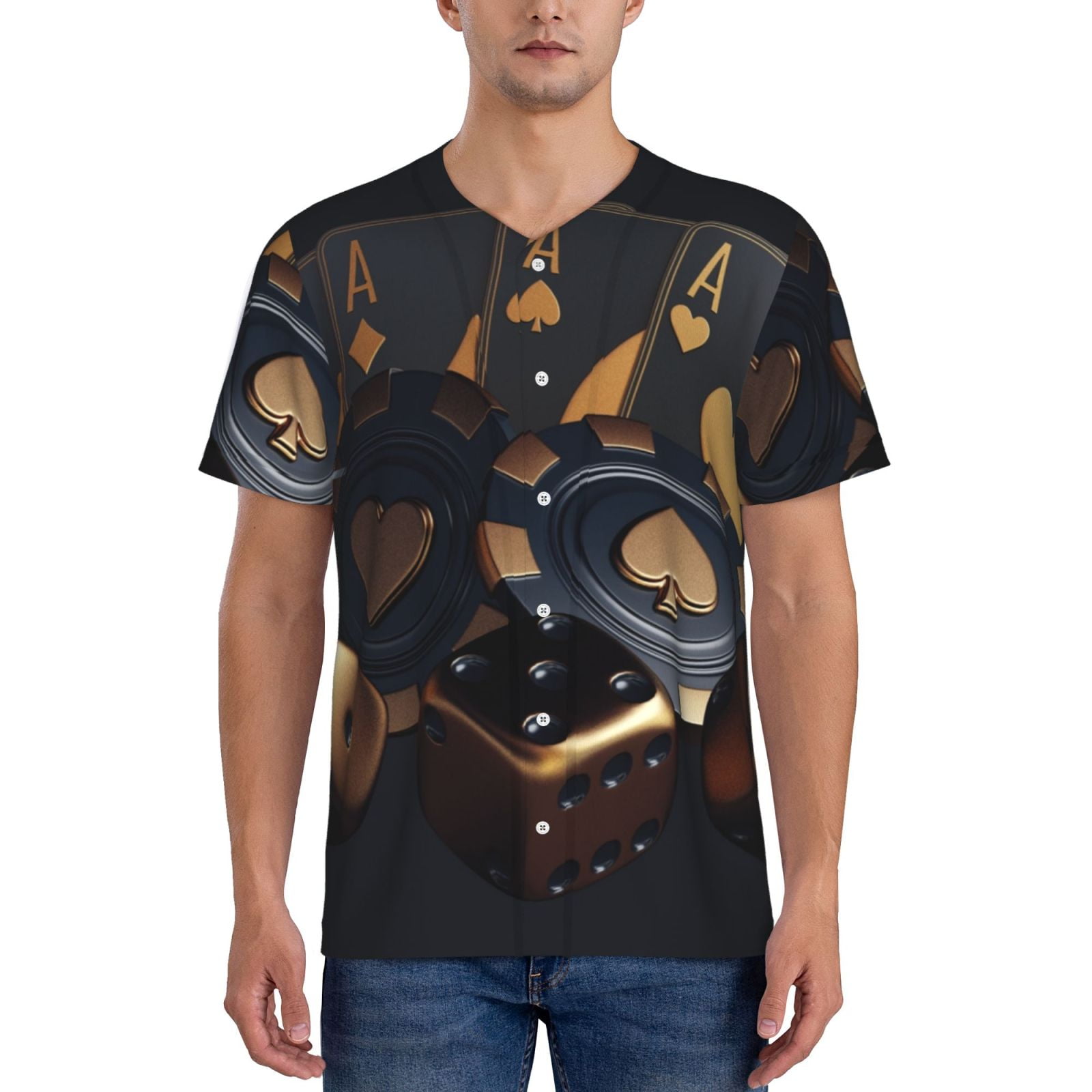 Qokaie Casino Cards Poker Pattern Mens Polo Shirts Quick Dry Short ...