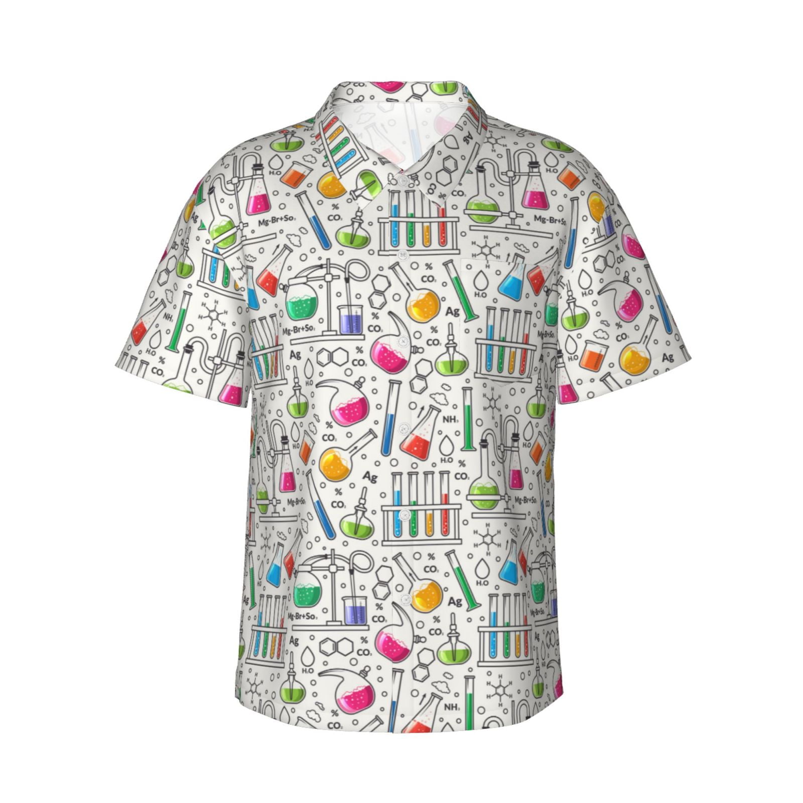 Qokaie Chemical Flasks And Test Tubes Print Men’s Hawaiian Shirt ...