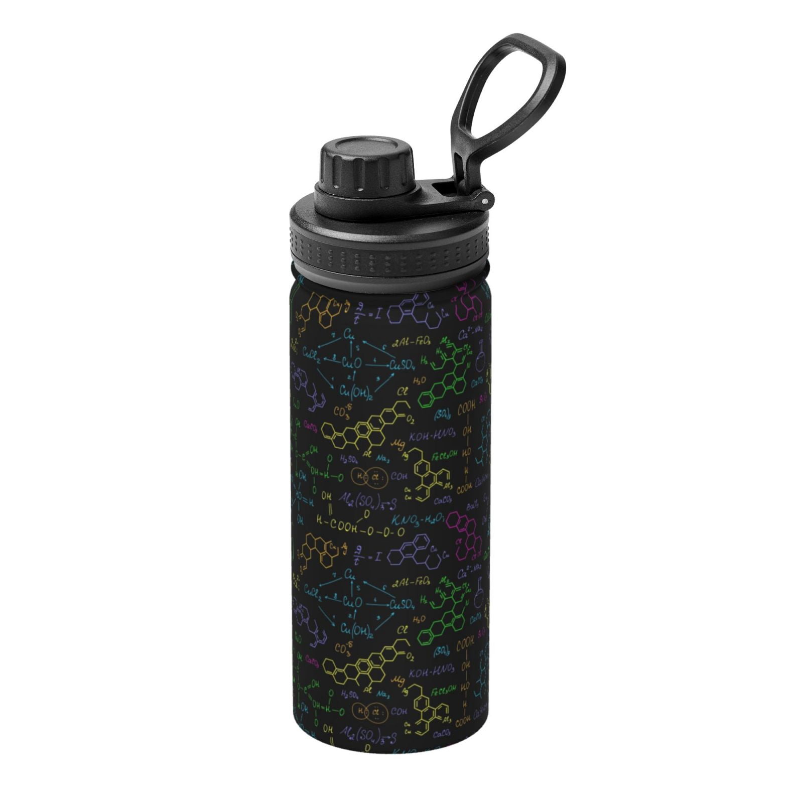 Qokaie Chemistry Formulas Pattern 18oz Insulated Water Bottle ...