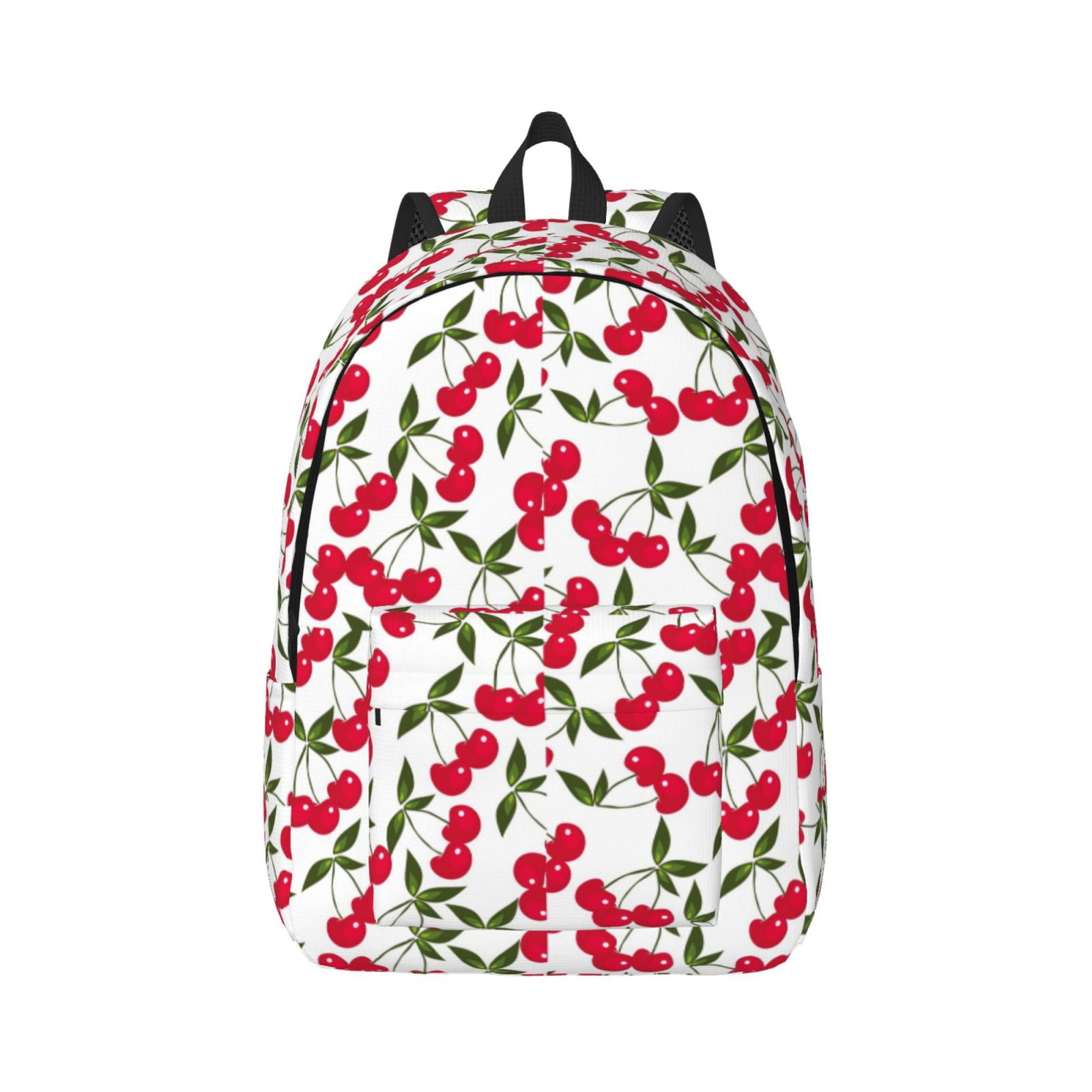 Qokaie Cherry_1 Pattern Canvas Backpack Travel Daypack Student Rucksack ...