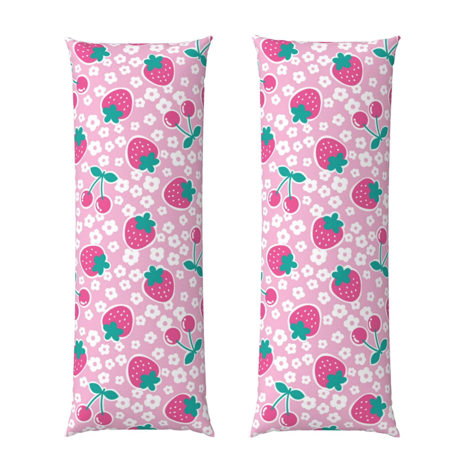 Qokaie Cherry Strawberry Print Cotton Hypoallergenic Body Pillow ...
