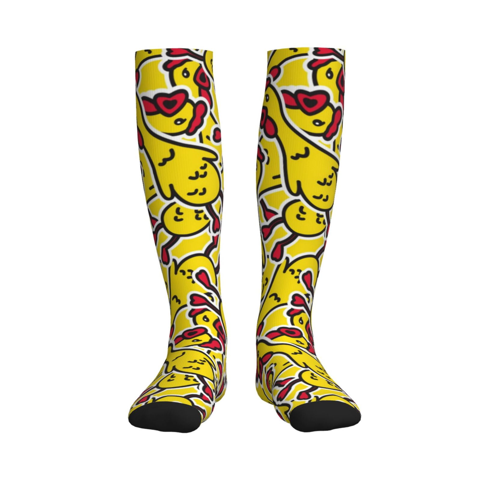 Qokaie Chicken Cartoon Drawing Sports Compression Socks - Comfortable ...