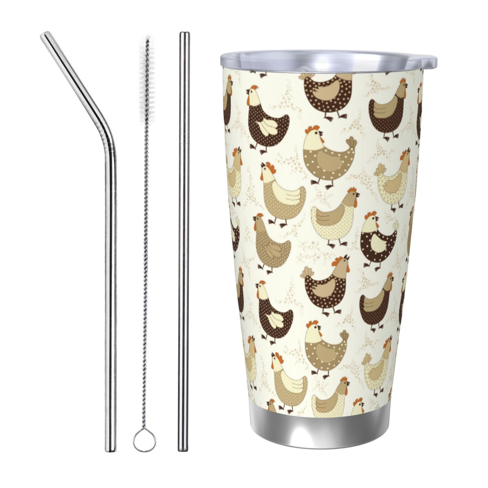 Qokaie Chicken Cartoon Pattern 20 Oz Coffee Car Insulated Coffee Cup ...