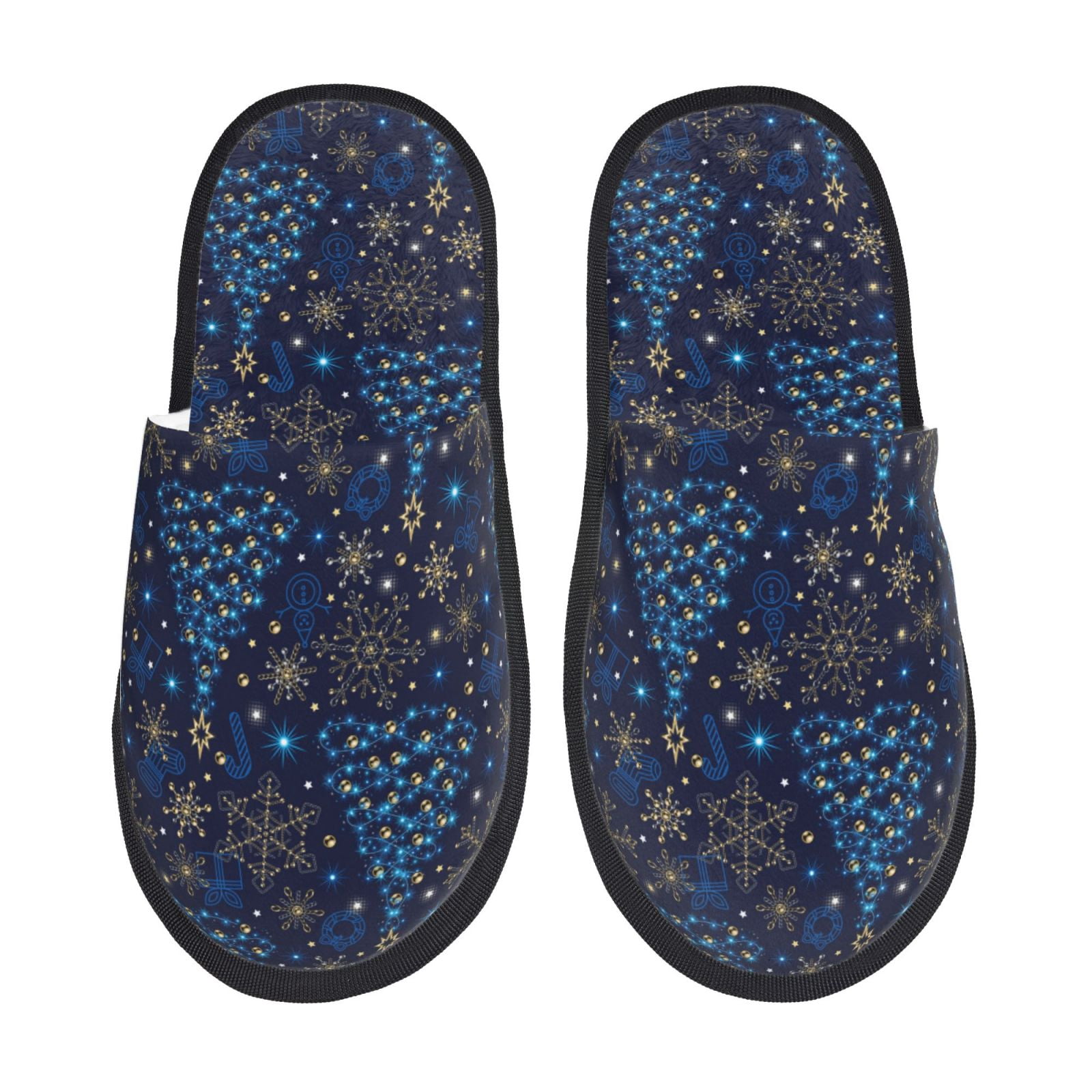 Qokaie Christmas Tree Print Fuzzy Slippers for Women – Soft Plush ...