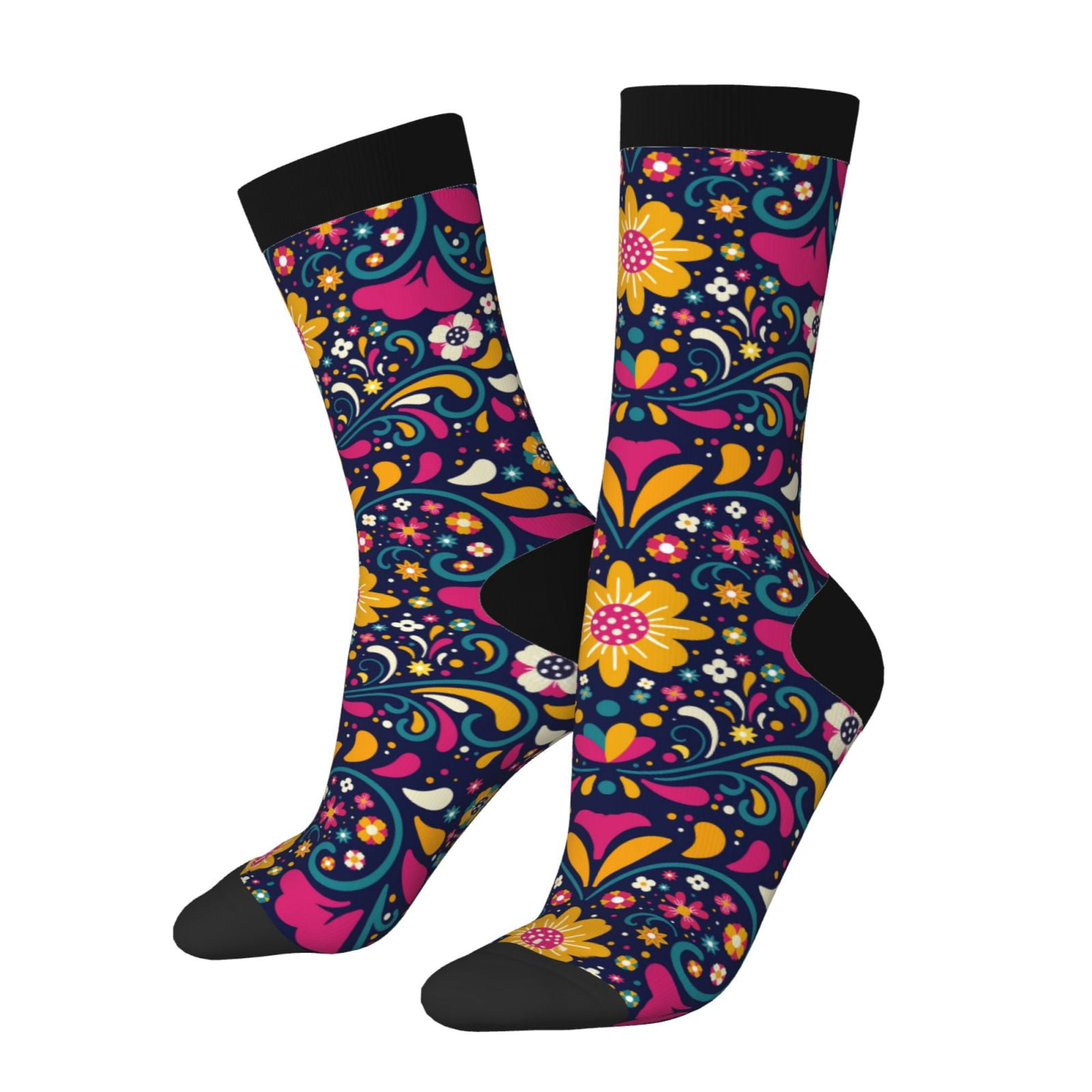 Qokaie Cinco De Mayo Floral for Women's Cushioned Crew Socks, Moisture ...