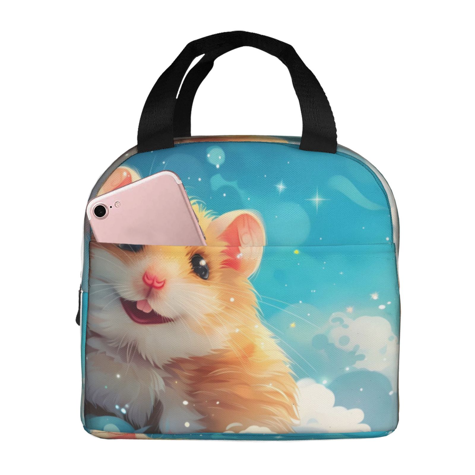 Qokaie Cloud Cute Hamster Printed Large Insulated Lunch Bag Insulated ...