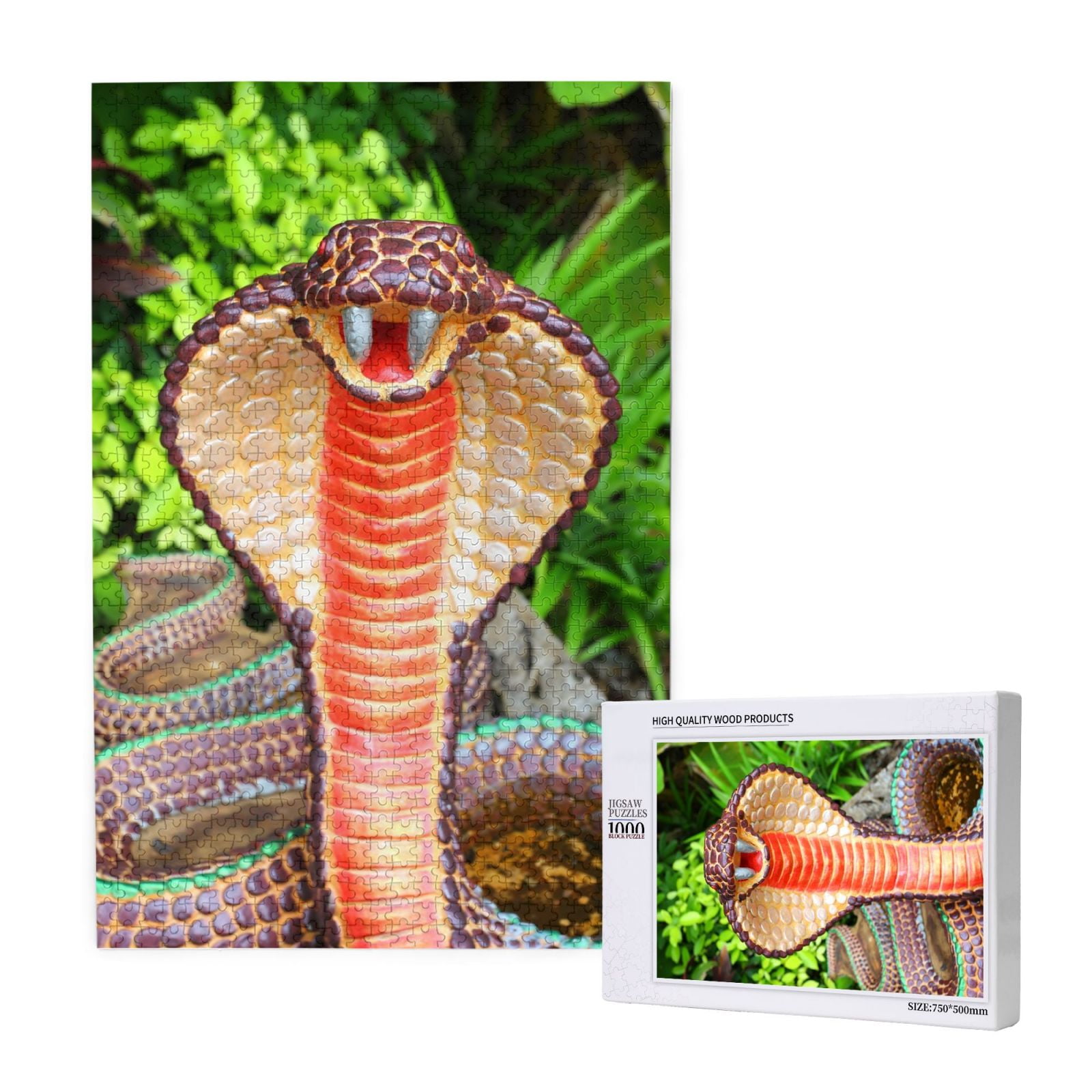 Qokaie Cobra Snake Pattern Picture Puzzle,Wooden 1000 Piece Puzzle ...