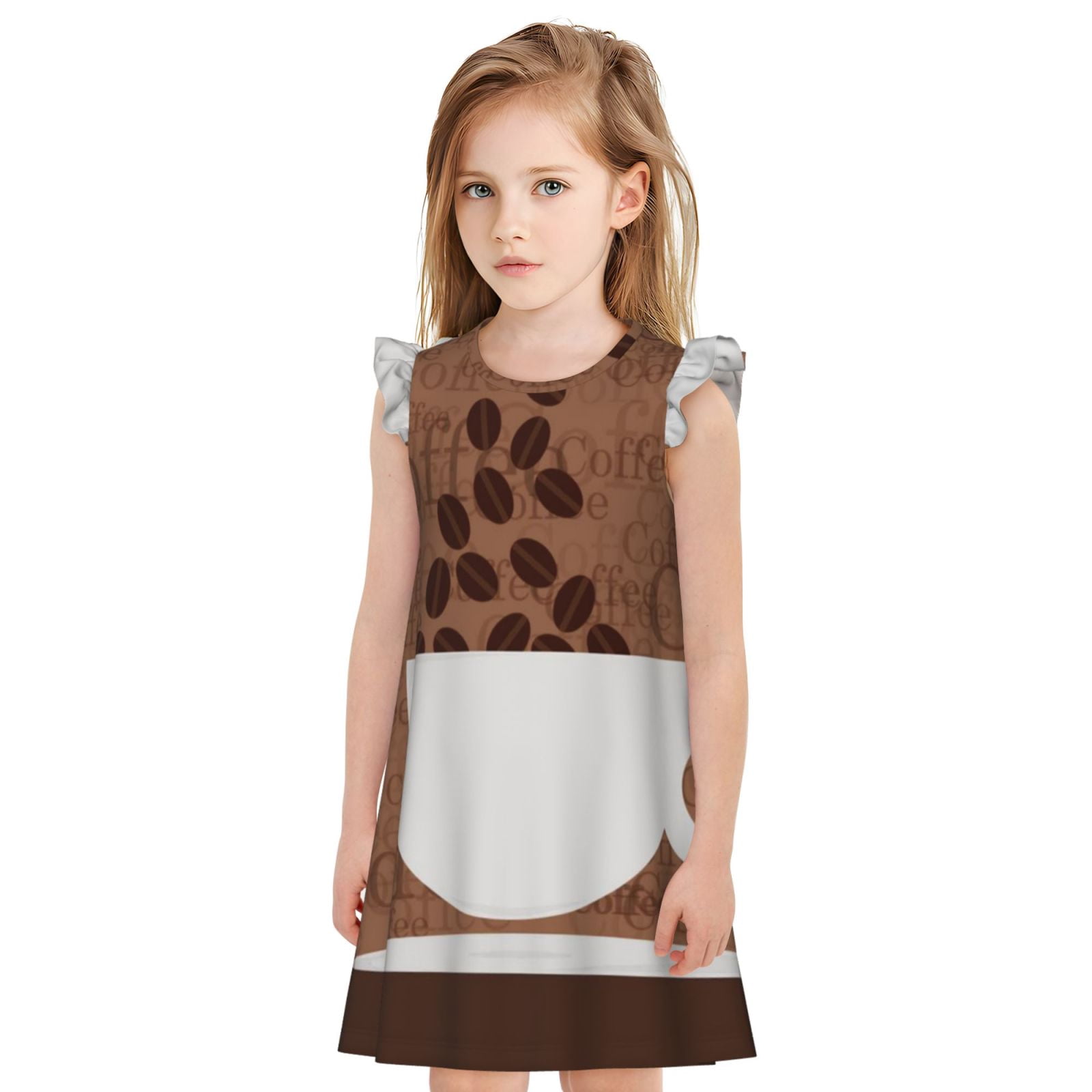 Qokaie Coffee Cafe Cup Print Girls Nightgowns, Nightgown Princess ...