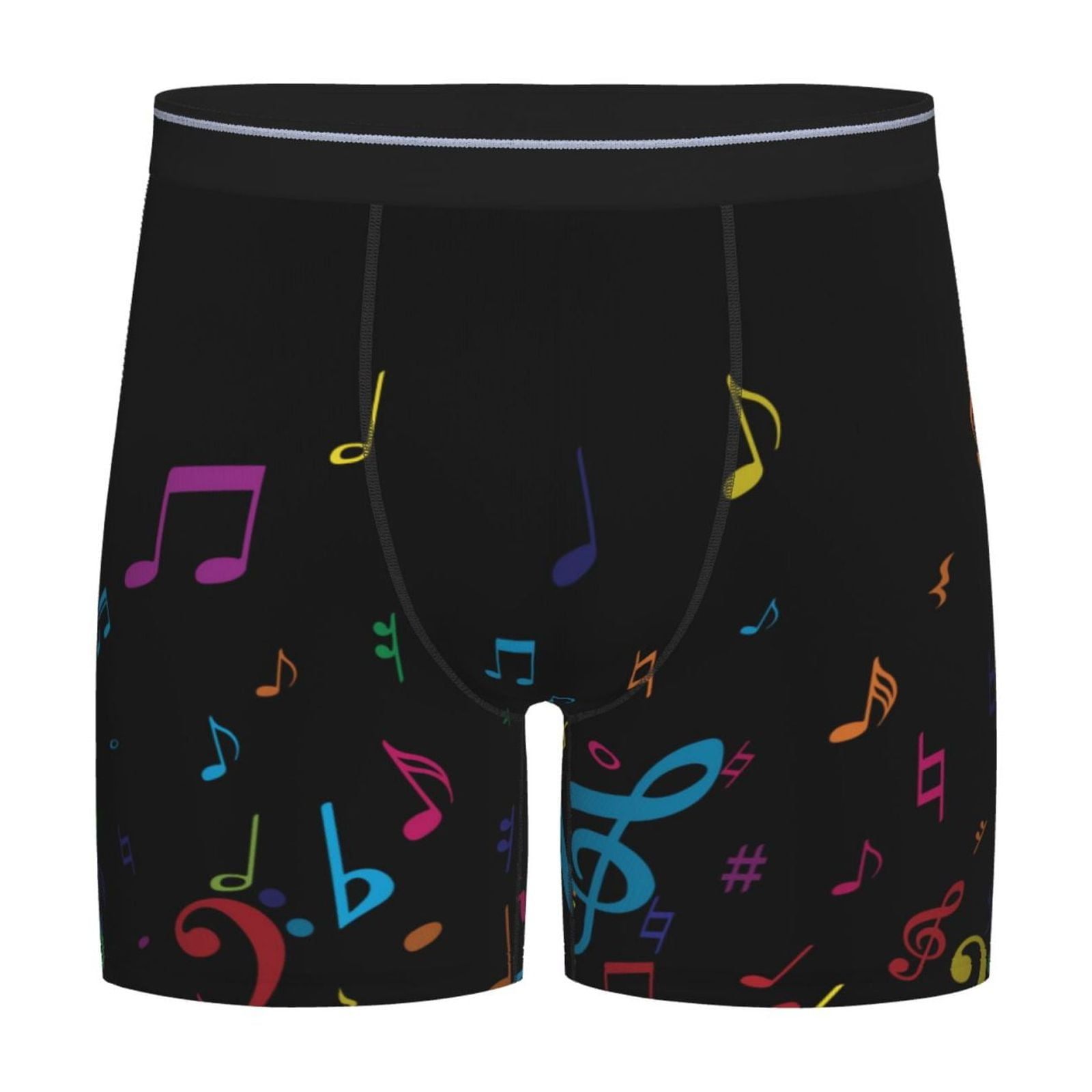 Qokaie Color Musical Notes for Men's Cotton Briefs Underwear, Long Leg ...