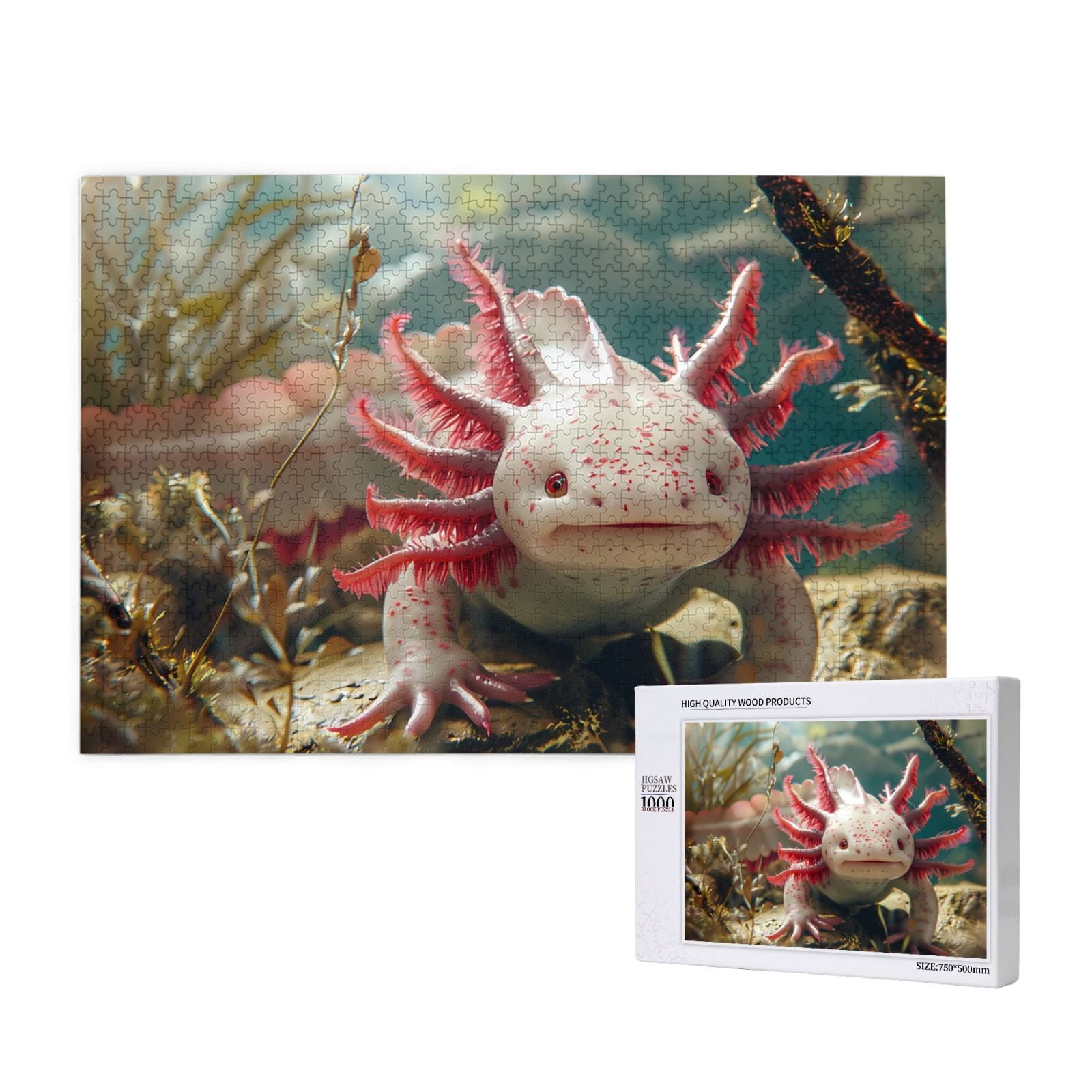 Qokaie Colorful Axolotl Underwater Pattern Picture Puzzle,Wooden 1000 ...