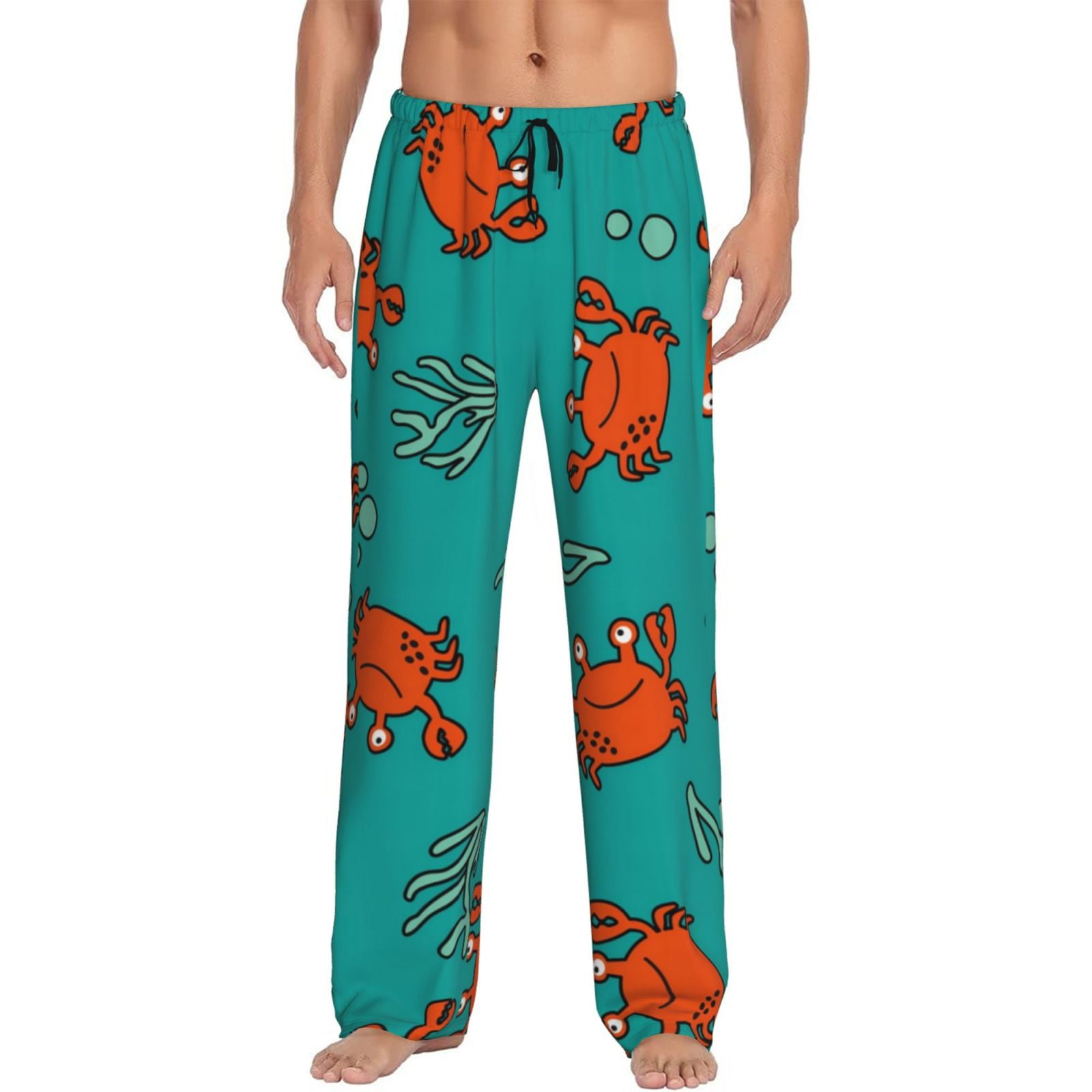 Qokaie Colorful Crab Drawing Silky Soft Men Pajama Pants ,Breathable ...