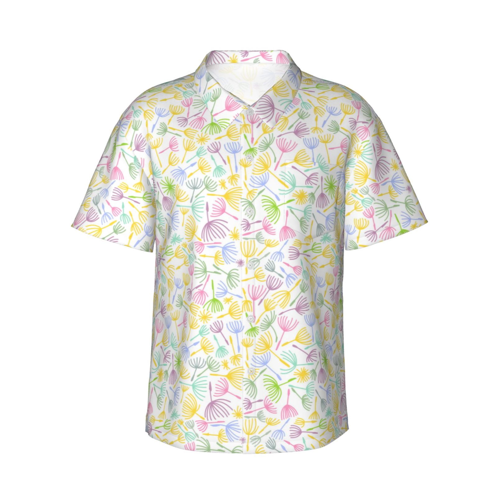 Qokaie Colorful Dandelion Print Men’s Hawaiian Shirt – Tropical Short ...