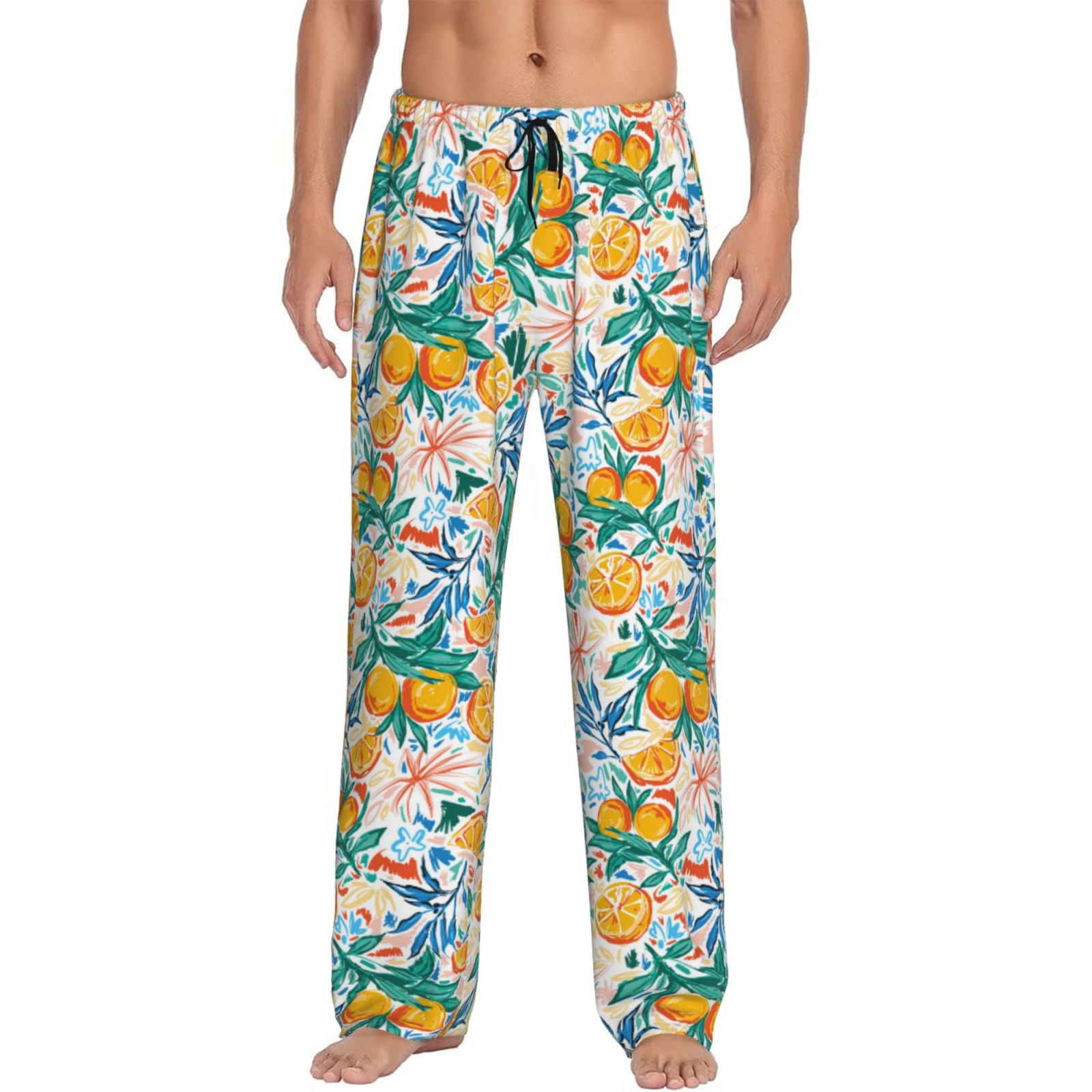 Qokaie Colorful Fruits Drawing Silky Soft Men Pajama Pants ,Breathable ...