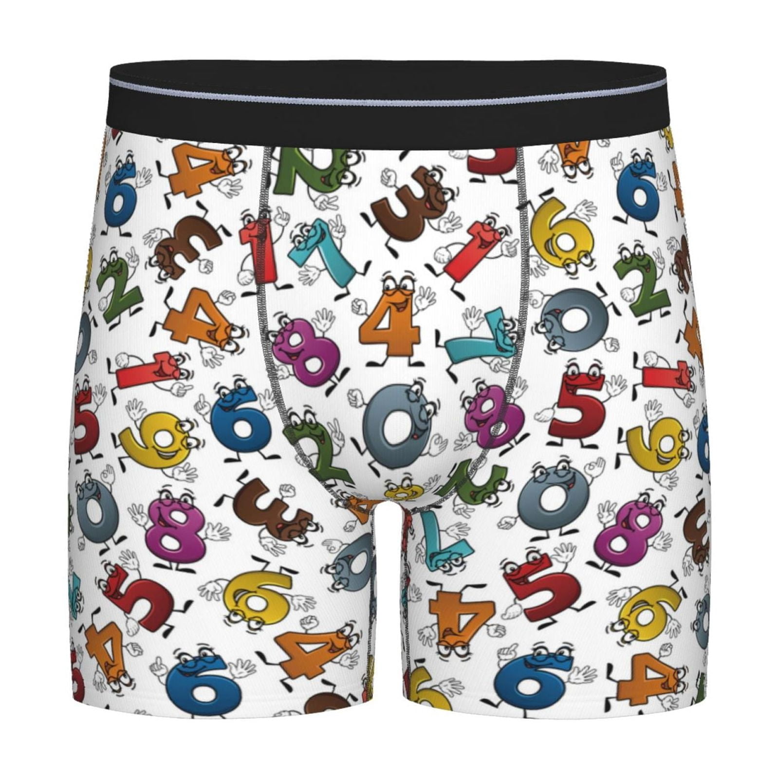 Qokaie Colorful Numbers for Men's Cotton Briefs Underwear, Long Leg ...