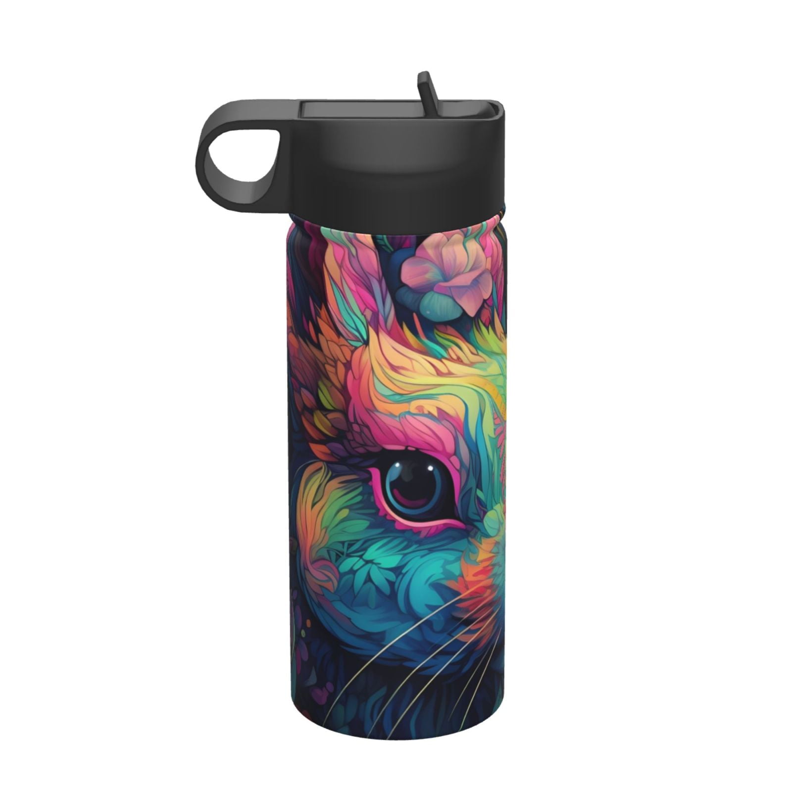 Qokaie Colorful Patterned Rabbit Pattern 18oz Insulated Water Bottle ...