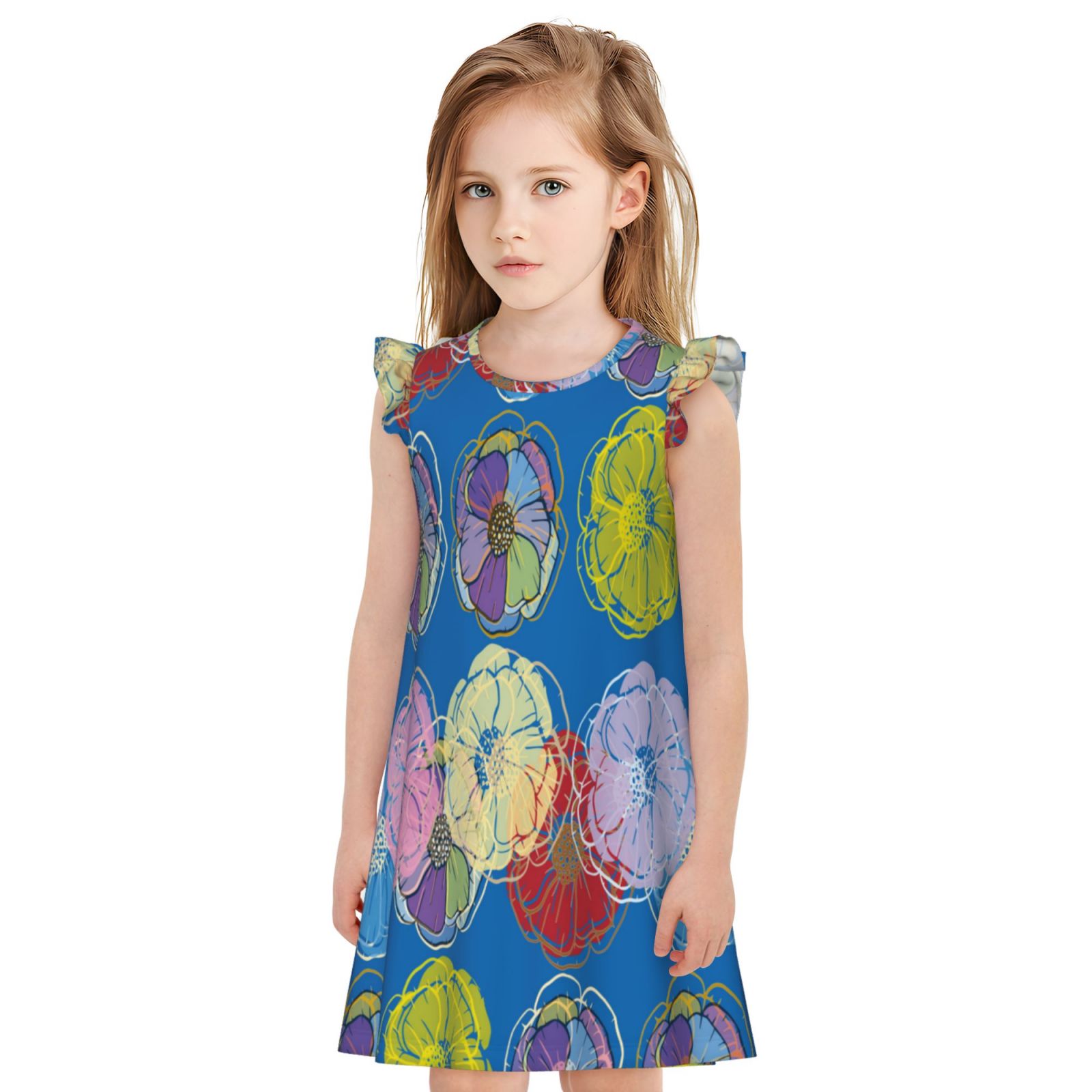 Qokaie Colorful floral Print Girls Nightgowns, Nightgown Princess ...