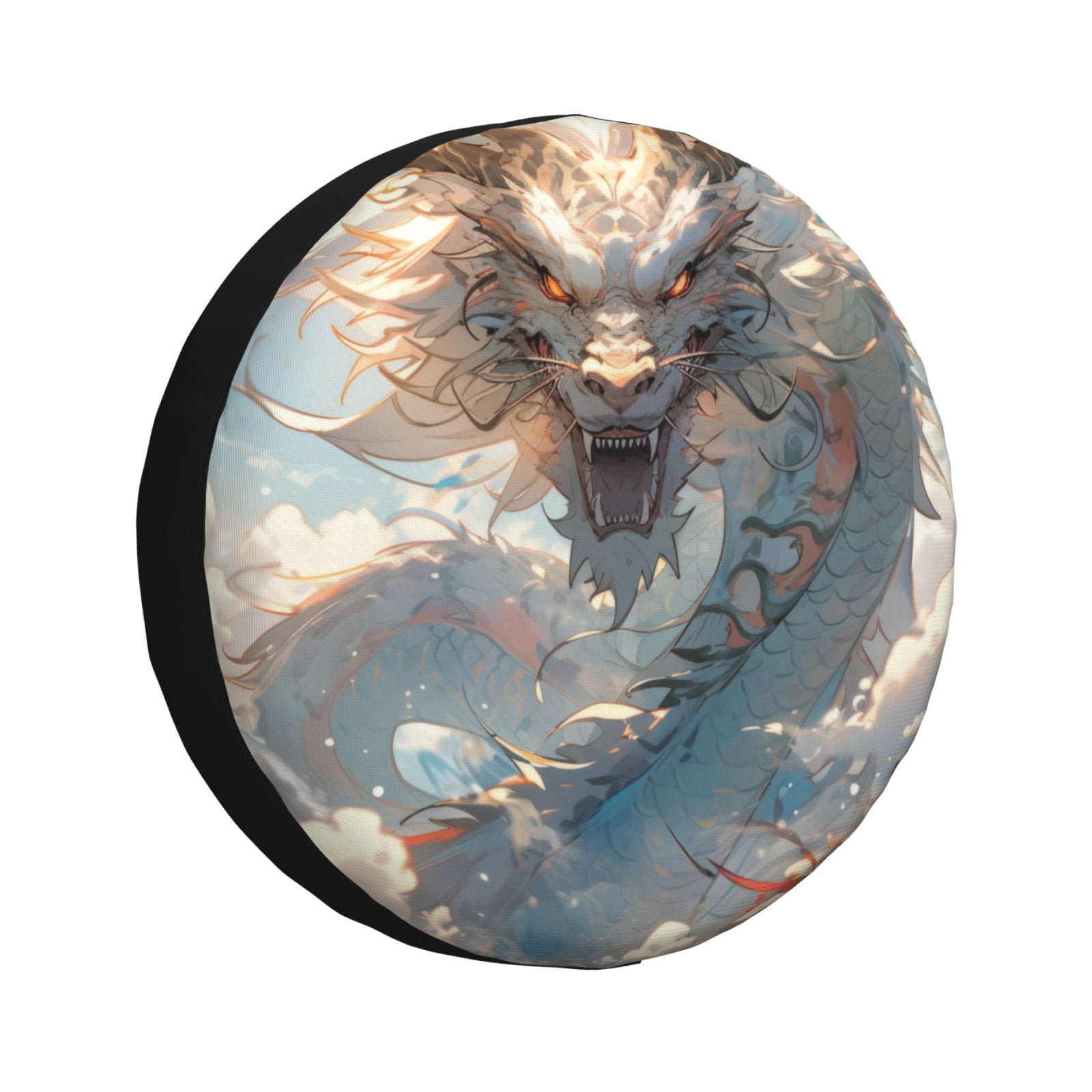 Qokaie Cool Cloud White Dragon Pattern Tire Cover, Waterproof Leather ...