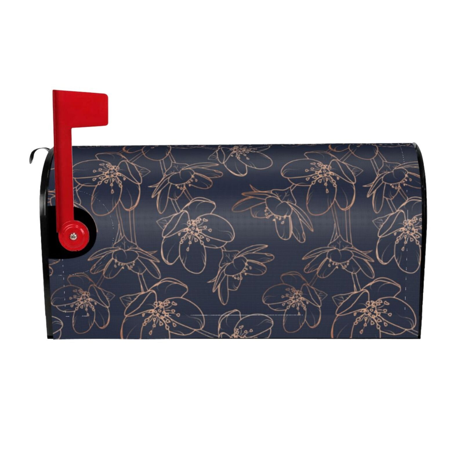 Qokaie Copper-Gold Gloss Outline Cherry Printed Mailbox Cover Magnetic ...