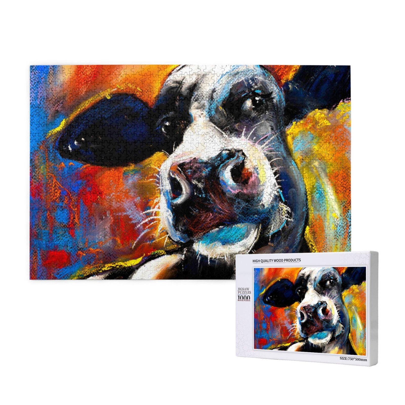 Qokaie Cow Pattern Picture Puzzle,Wooden 1000 Piece Puzzle,Personalized ...