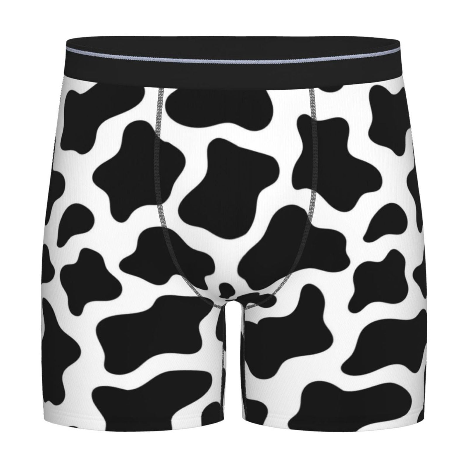 Qokaie Cow Print Black White for Men's Cotton Briefs Underwear, Long ...